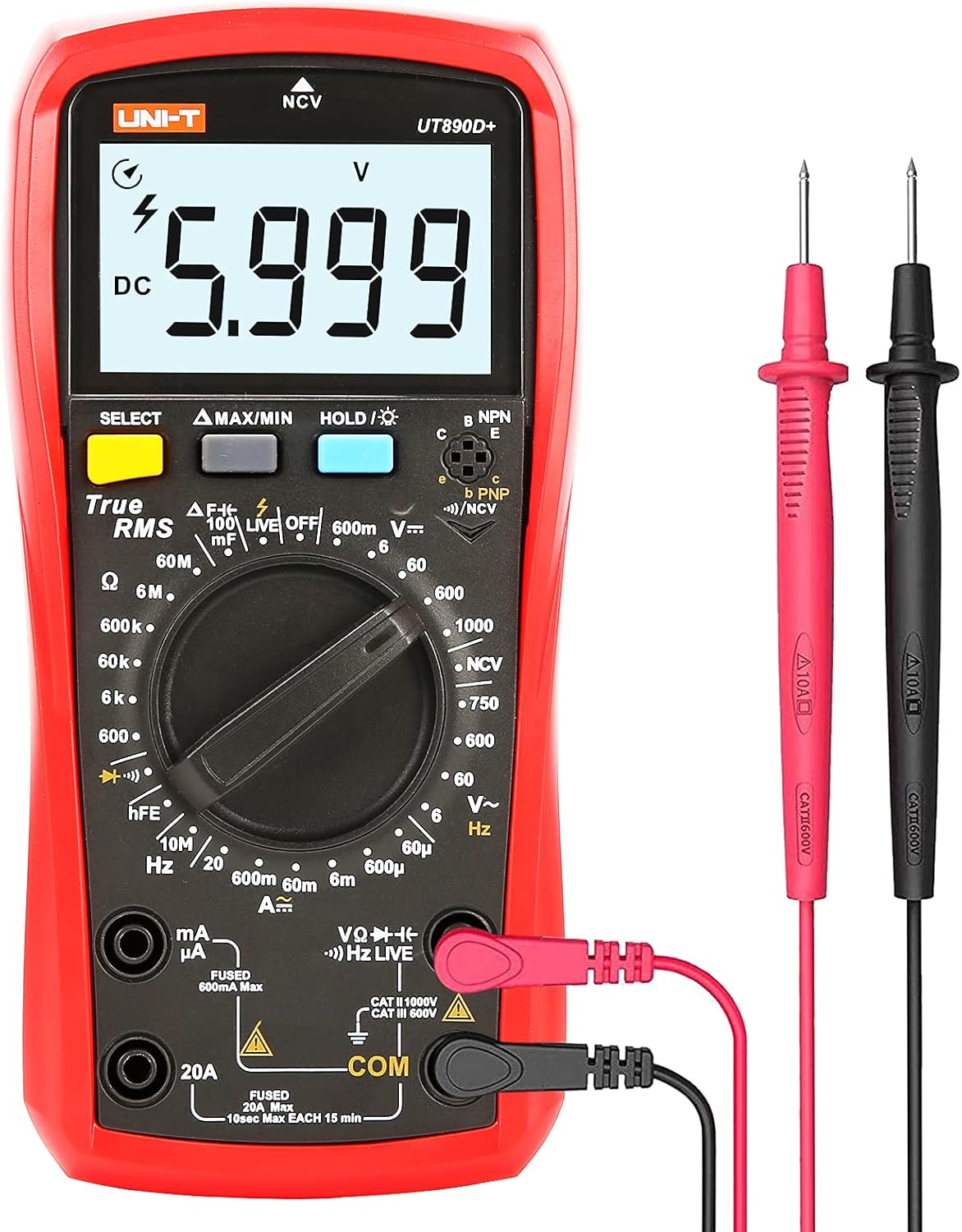 UNI-T - UT890C UT890D+ Multímetro digital True RMS (Verdadero Valor Eficaz) 6000, cuenta con ...