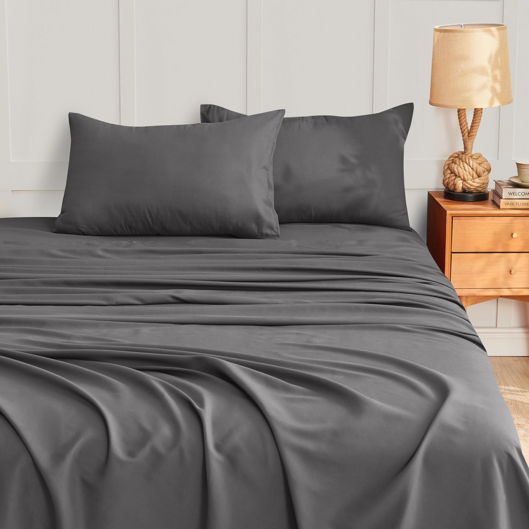 LINENOVA 3 Piece Single Bed Sheet Set- 1200TC Ultra-Soft Microfibre Bed ...