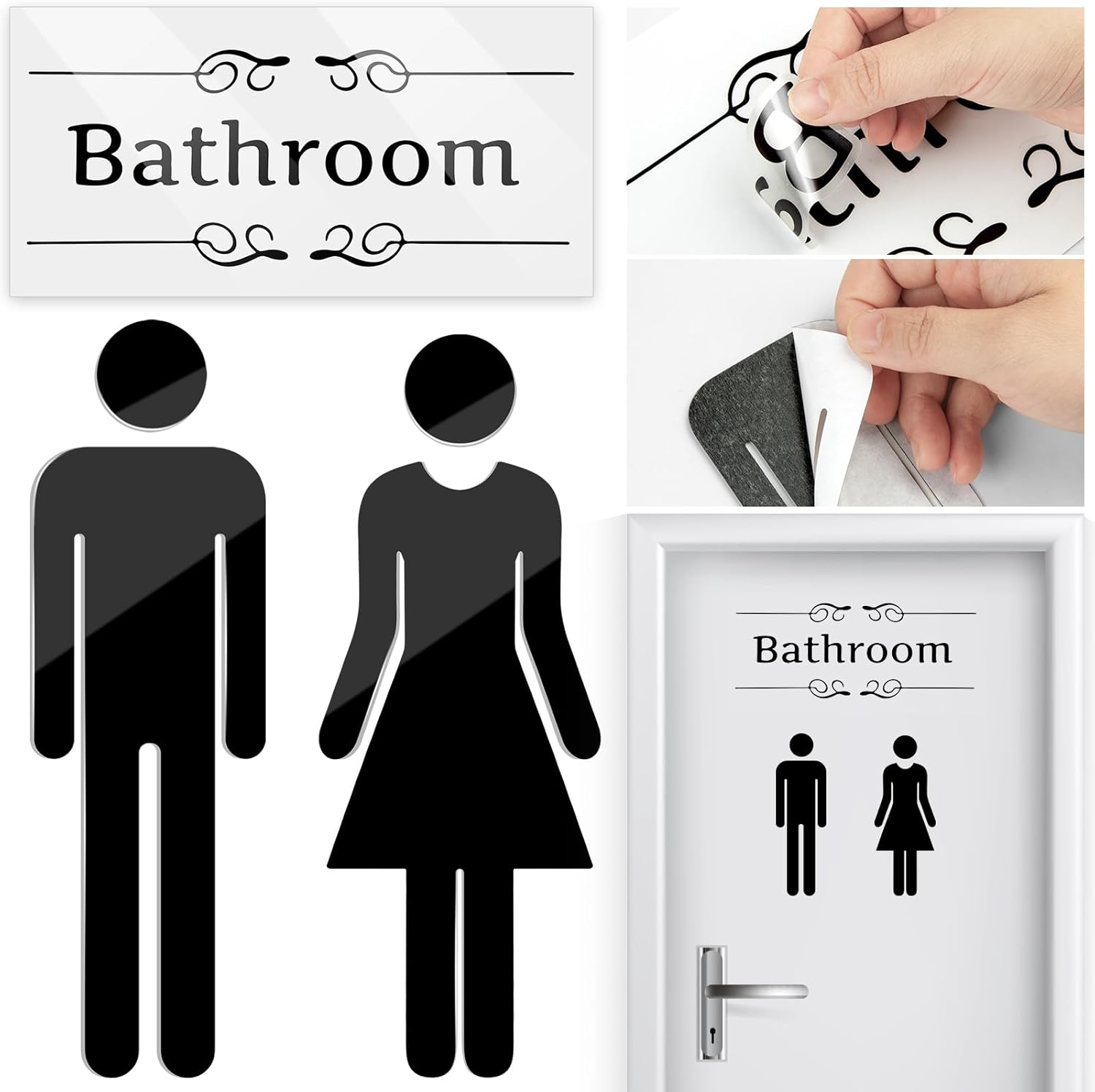 Amazon.com: Bathroom Stickers for Door, Acrylic Adhesive Men and Women ...