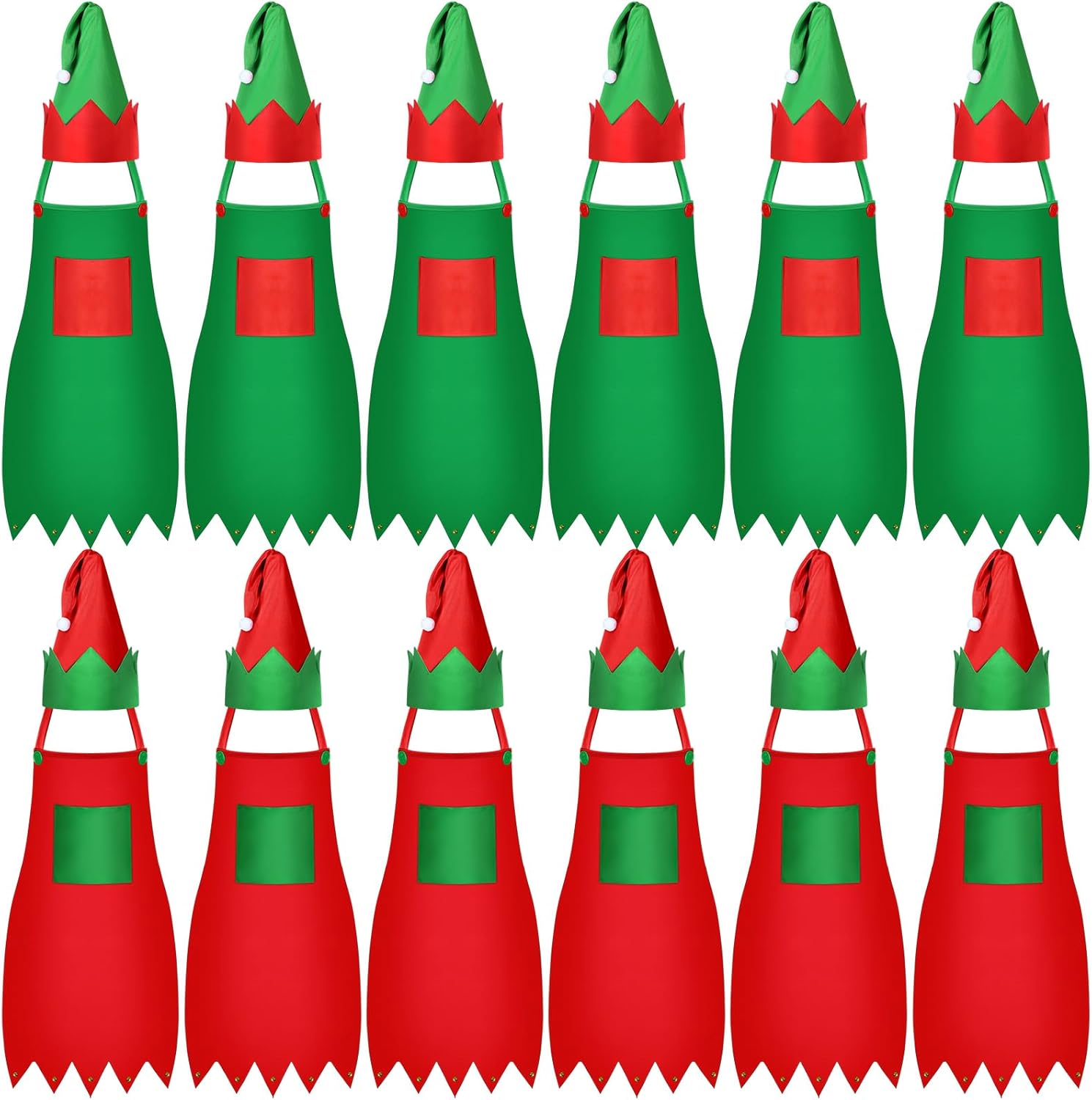 Amazon.com: Chuarry 24 Pcs Christmas Elf Apron and Hat Set Christmas ...
