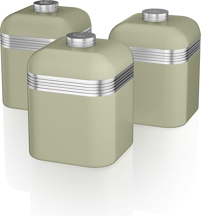 Amazon.com: Swan SWKA1020GN Retro Set of 3 Canisters, 1 Litre, Green ...