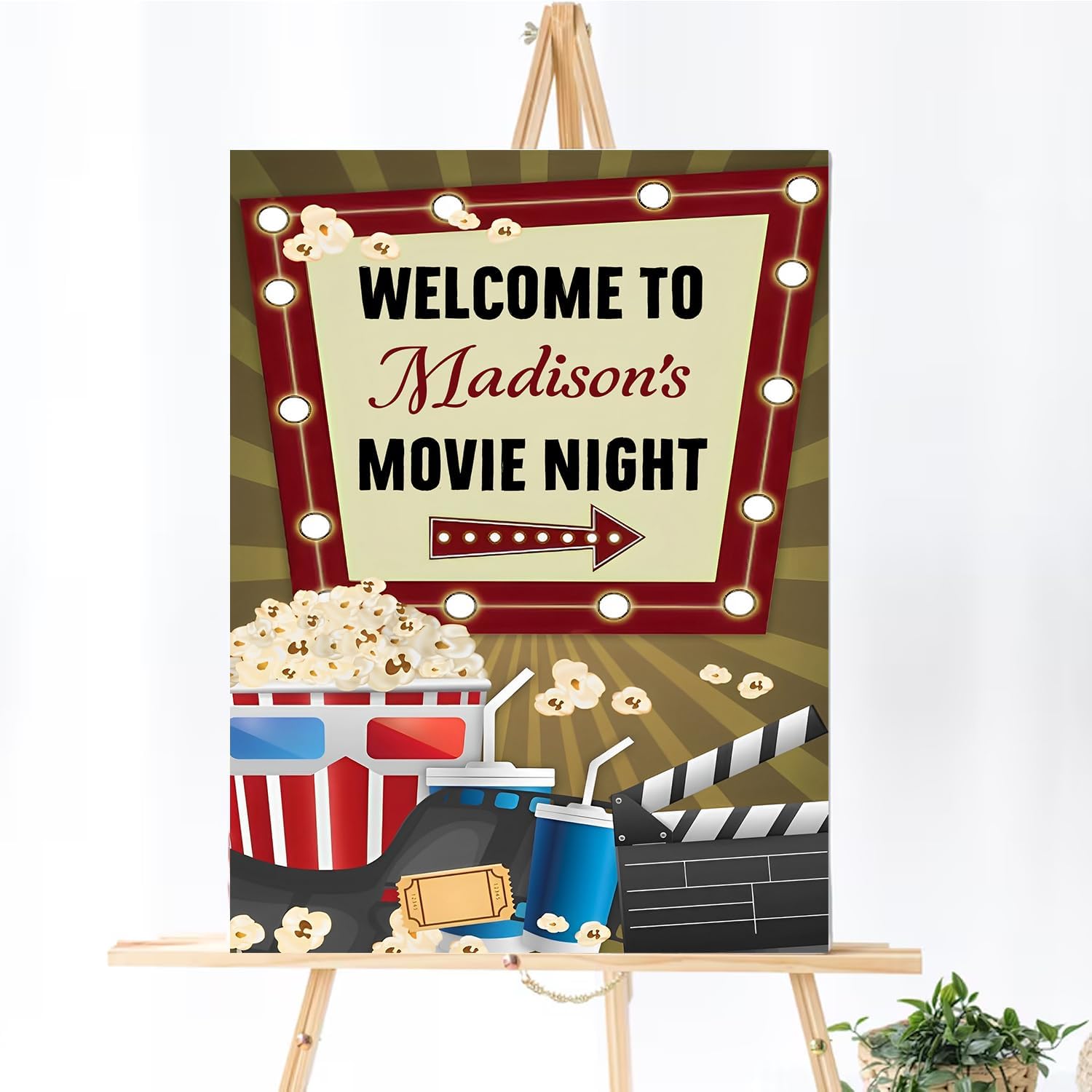 Amazon.com : Custom Movie Night Party Signs, Movie Night Party Sign ...