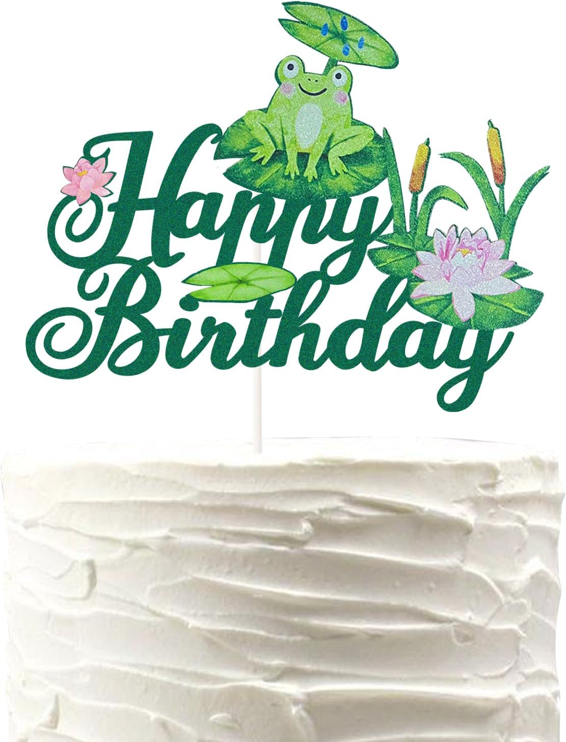 Amazon.com: Green Glitter Frog Happy Birthday Cake Topper,Frog Baby ...