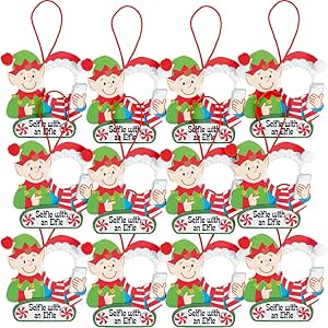 Amazon.com: Green & Red Foam Elfie Selfie Picture Frame Ornament Craft ...