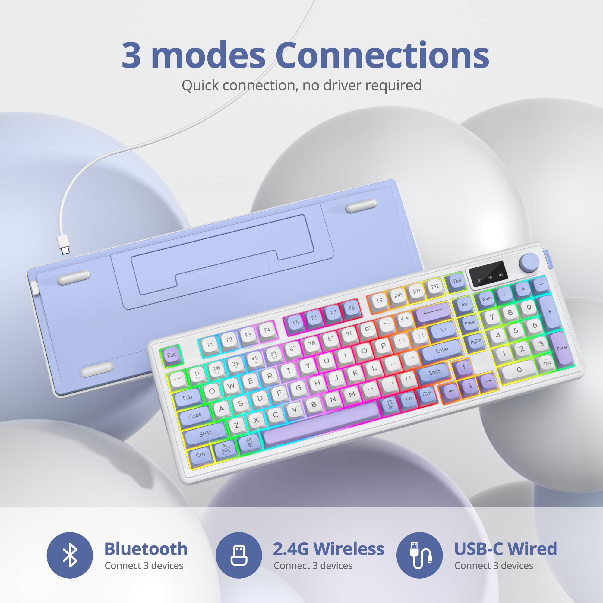 Snapklik.com : Mosptnspg RGB Mechanical Feel Membrane Wireless Keyboard ...