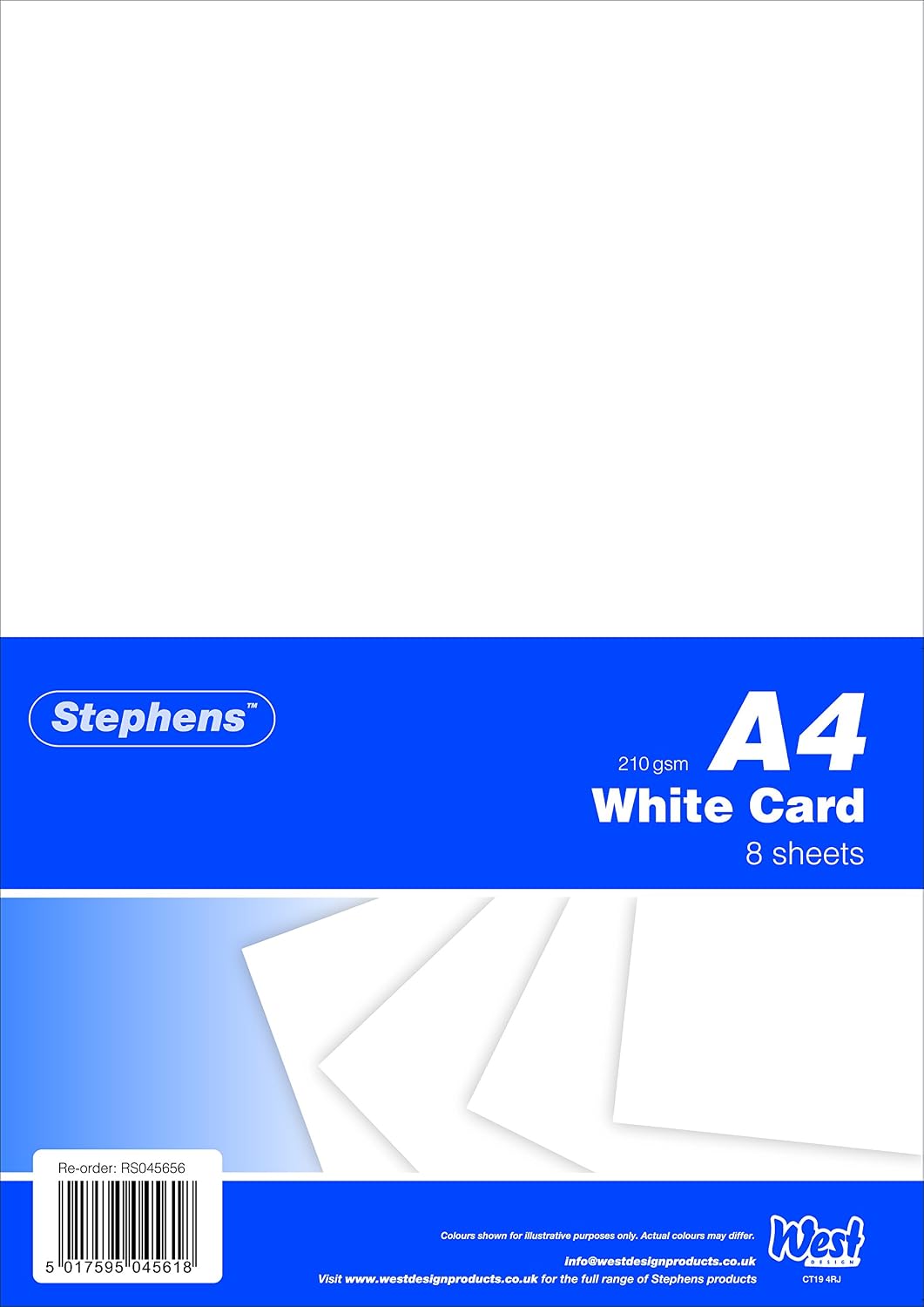 Stephens White Coloured Card A4 210gsm 8 Sheets, Great For Printing ...