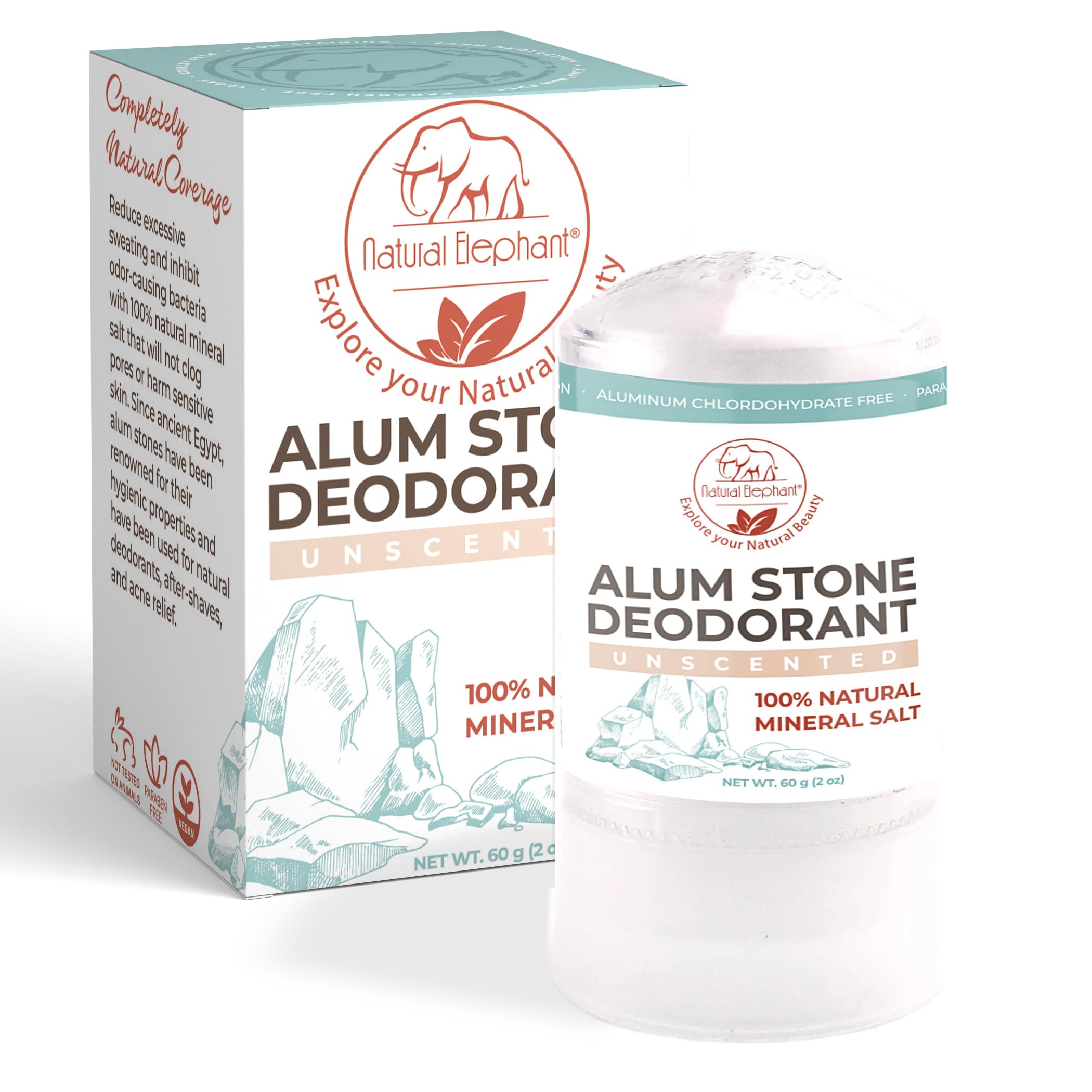 Amazon.com : Natural Elephant Alum Stone Deodorant Stick 60g (2 oz ...