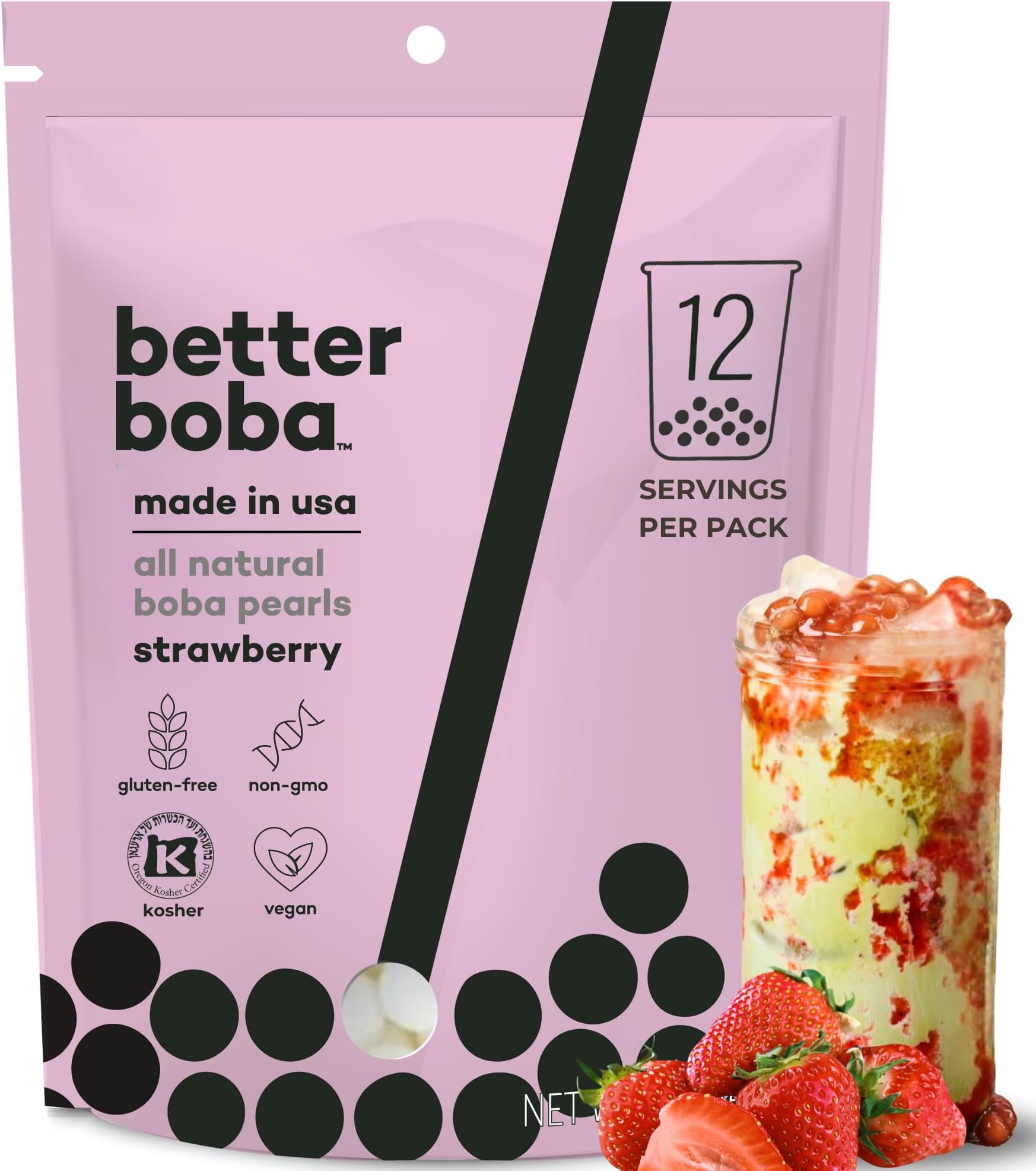 Amazon.com: Better Boba All-Natural Strawberry Boba Pearls | Vegan ...