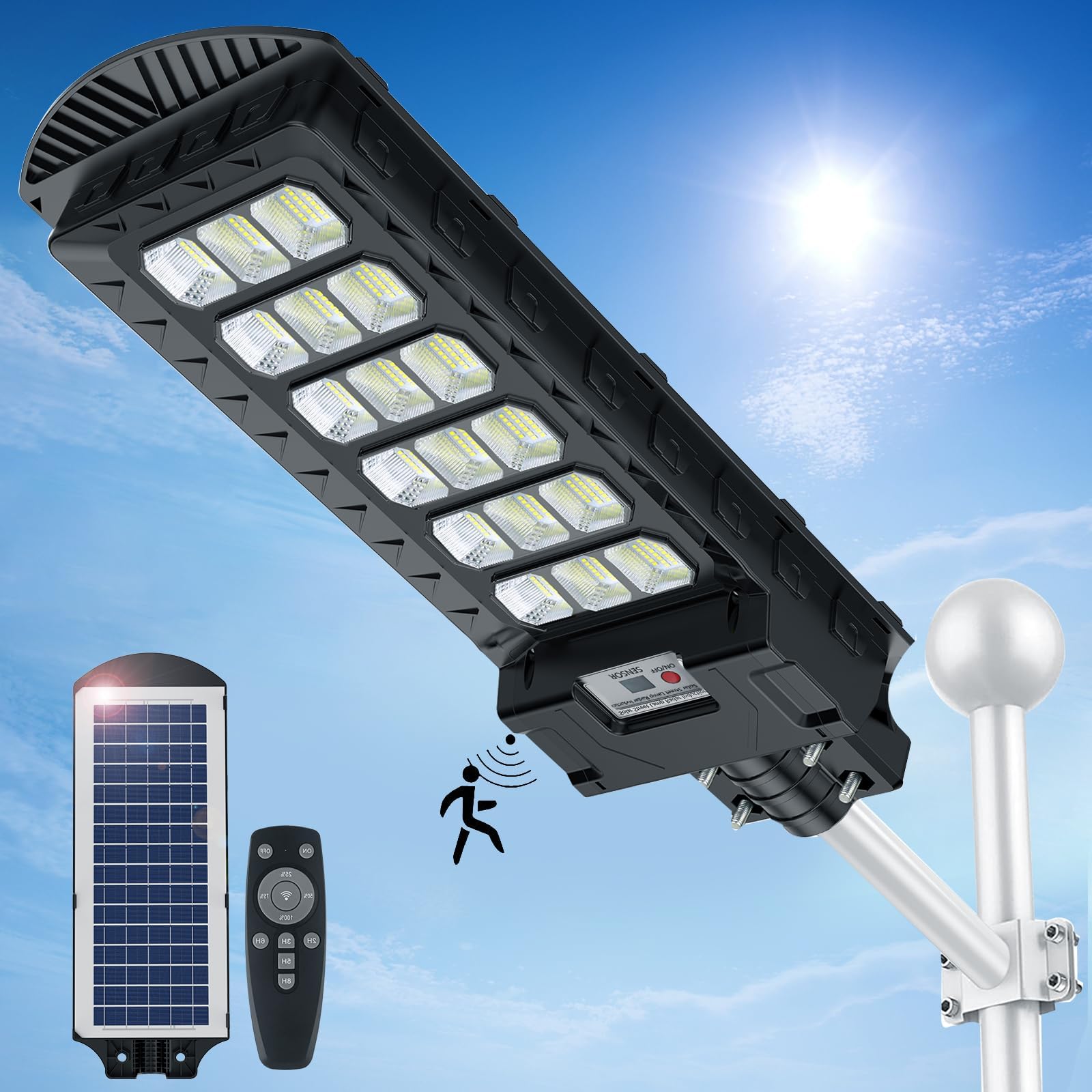 Mokot Solar Street Light, 600W Waterproof Outdoor, 504 LED, Floodlight ...
