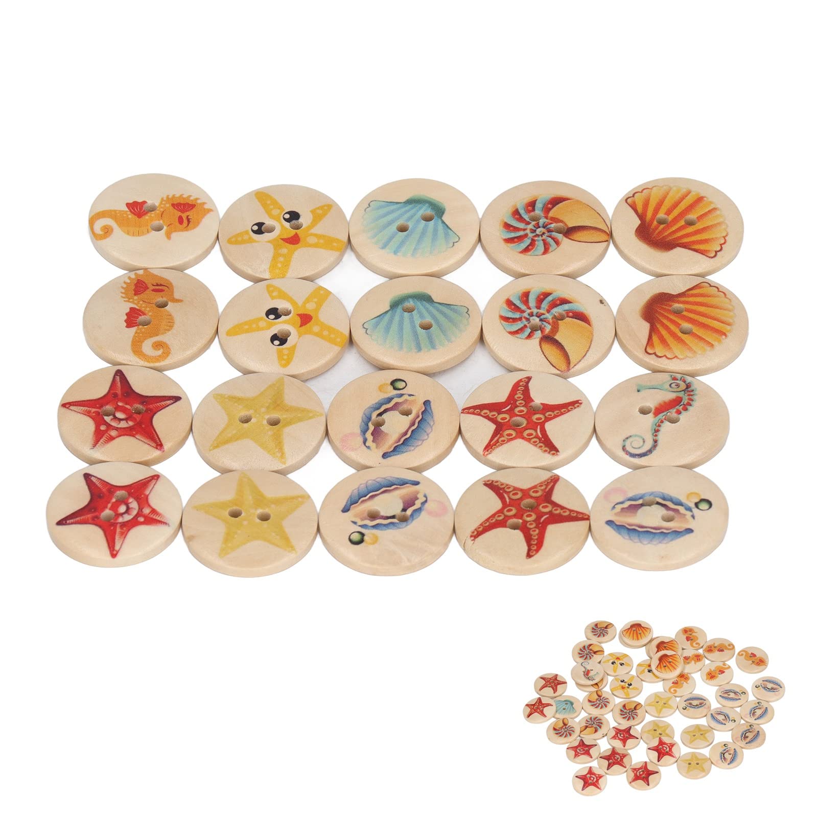 Amazon.com: 50Pcs Wooden Buttons, Sea Animal Buttons Decorative Round ...