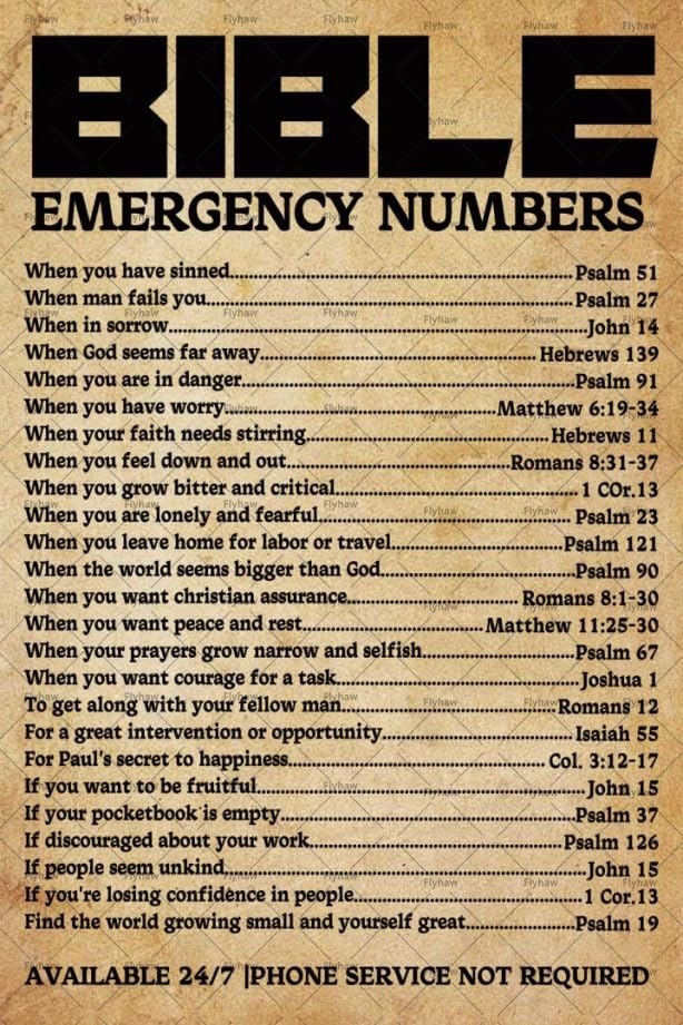 Amazon.com: Bible Emergency Numbers Christian Wall Decor Metal Tin Sign ...