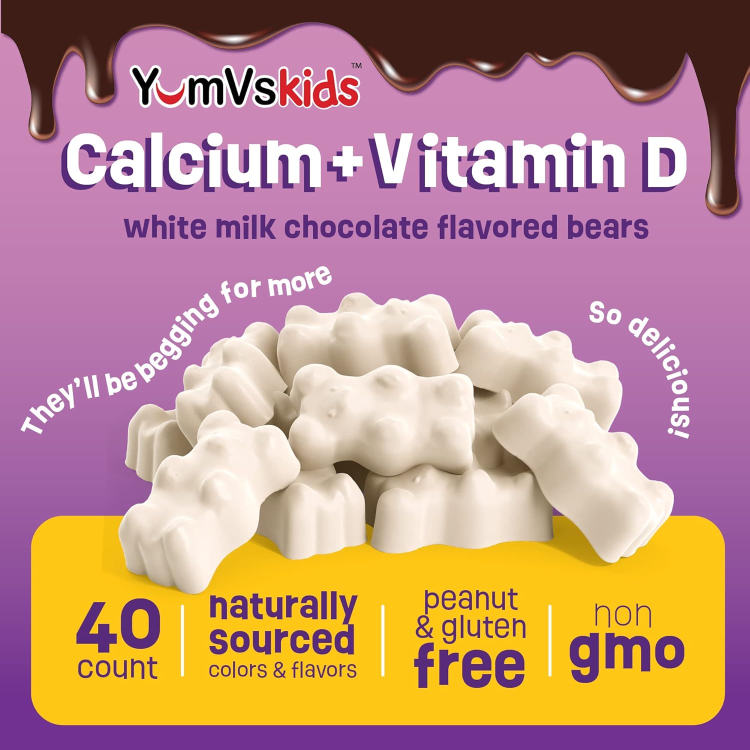 Buy Yum-V's - Kids Calcium Chews with Vitamin D White Chocolate Bears ...