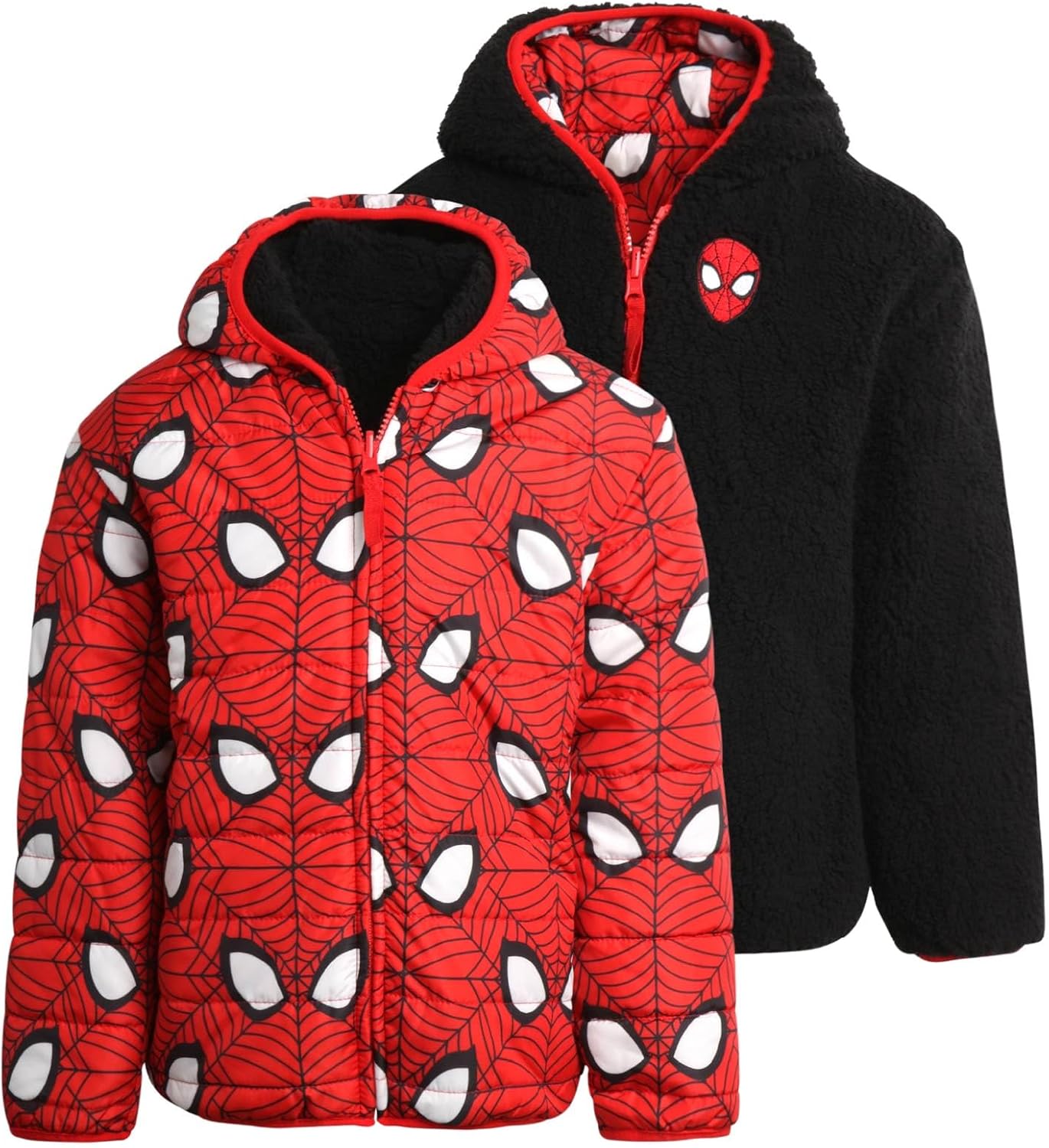 Amazon.com: Marvel Spider-Man Boys Puffer Jacket - Reversible Quilted ...