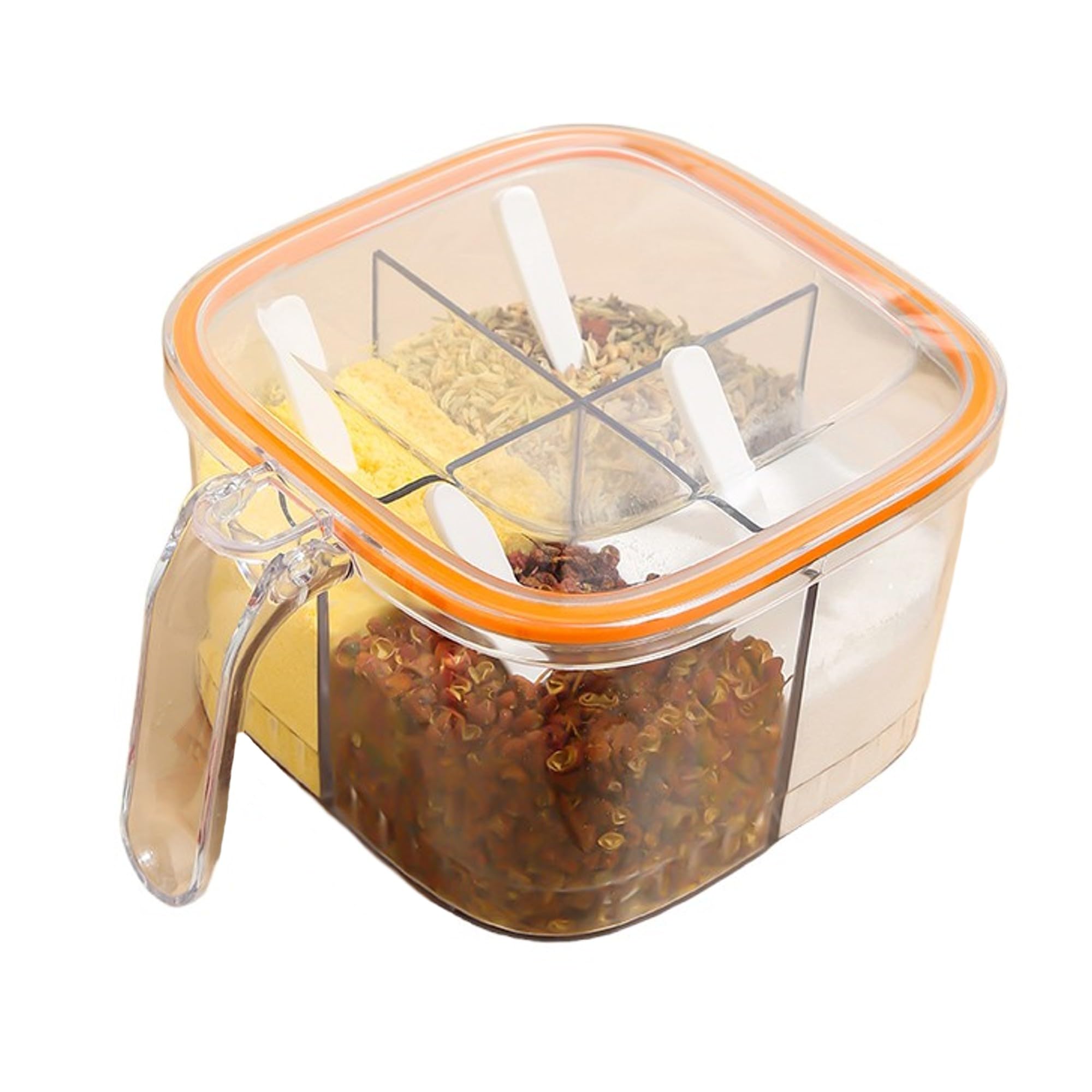 TOMATUS® Seasoning Box with Lid and Spoon, 4 Compartment Spice Pots ...