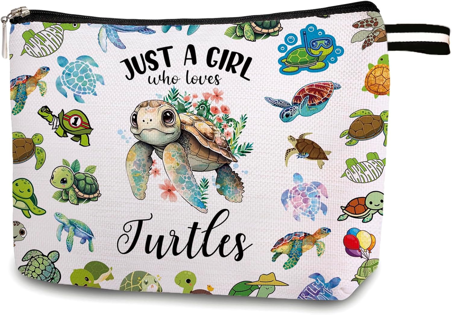 Amazon.com: SUNFYCN Just A Girl Who Loves Turtle, Sea Turtle Makeup Bag ...