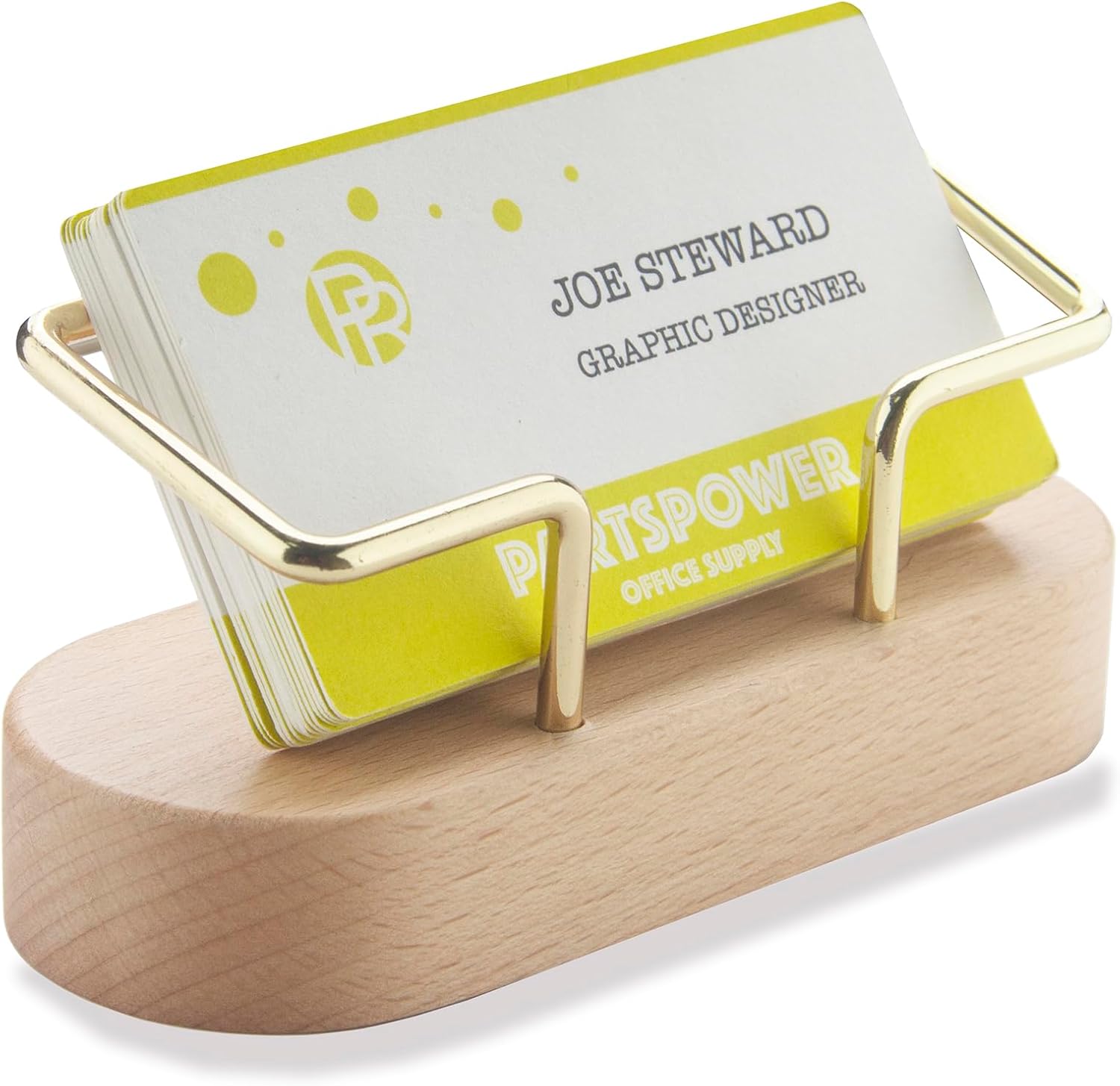 Amazon.com : PARTSPOWER Wood Business Card Holder for Desk, Horizontal ...