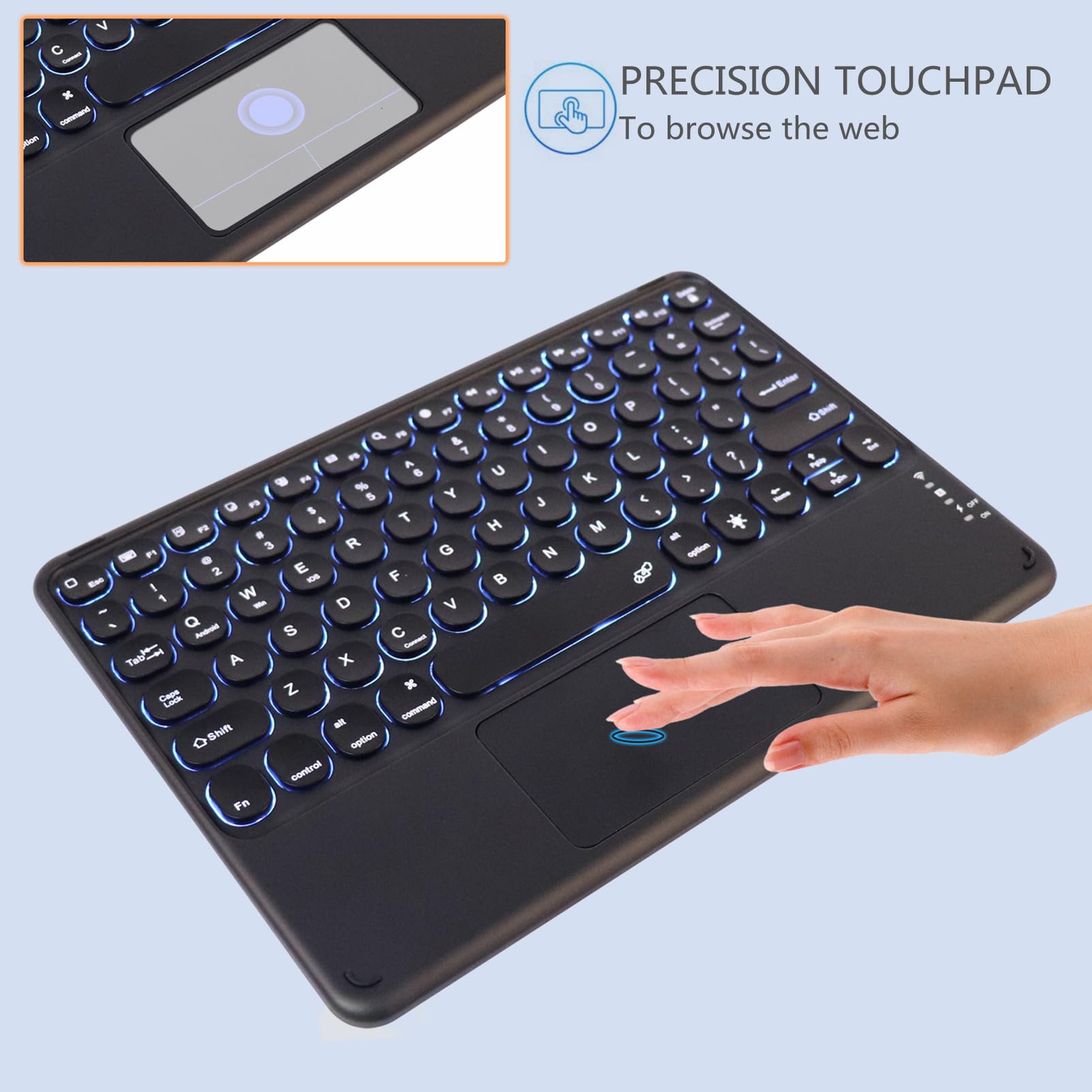 Iphone Keyboard TOPIPRO Bluetooth Keyboard, Slim 7 Colors Backlit ...
