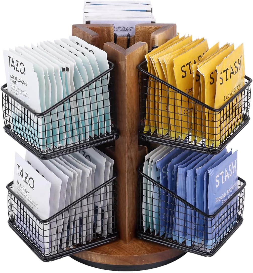 Amazon.com: Lemecima Tea Bag Organizer, 360 Degree Tea Spining Carousel ...