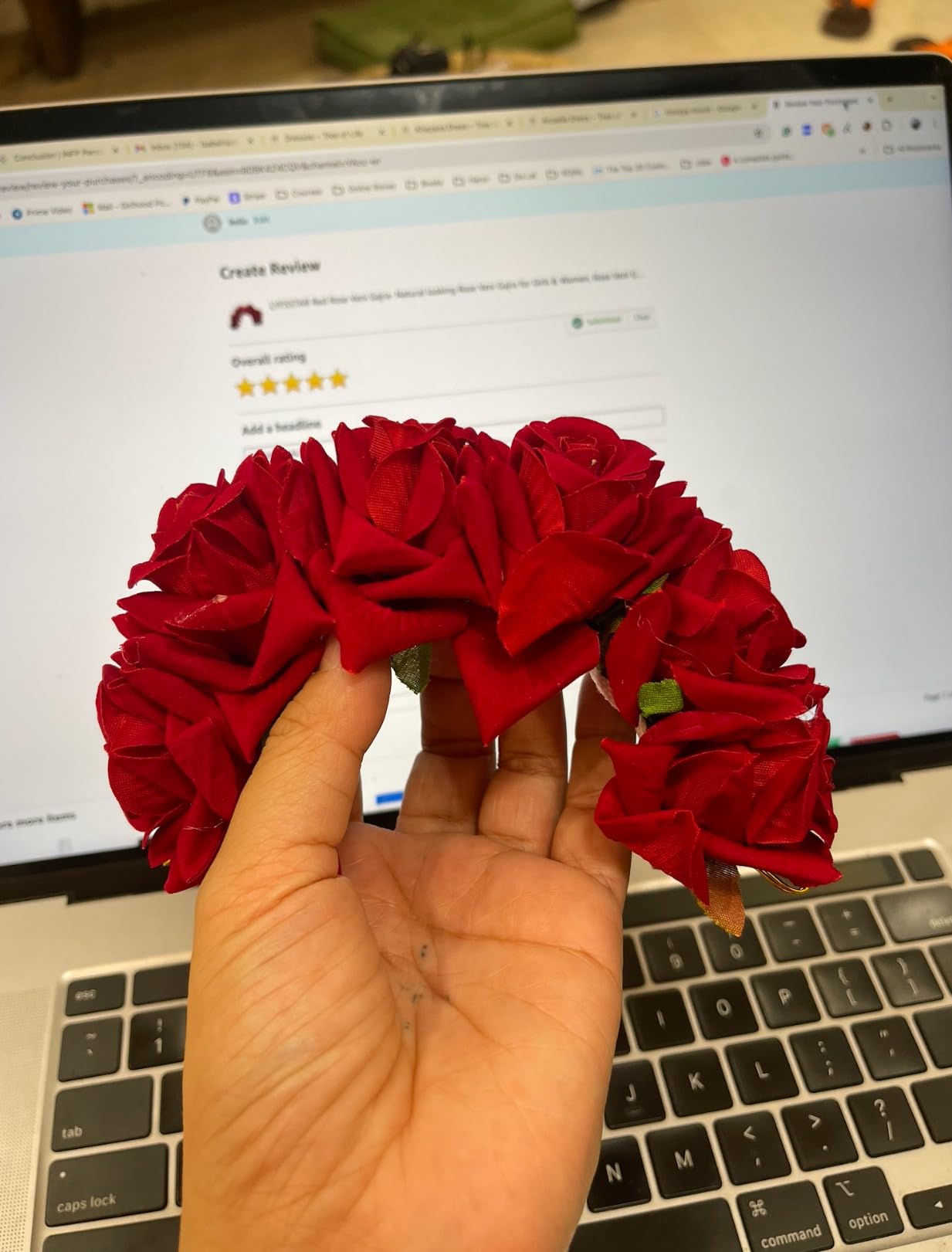 Buy LYF5STAR Artificial Bridal Dark Pink Rose Flower Veni Gajra Hair ...