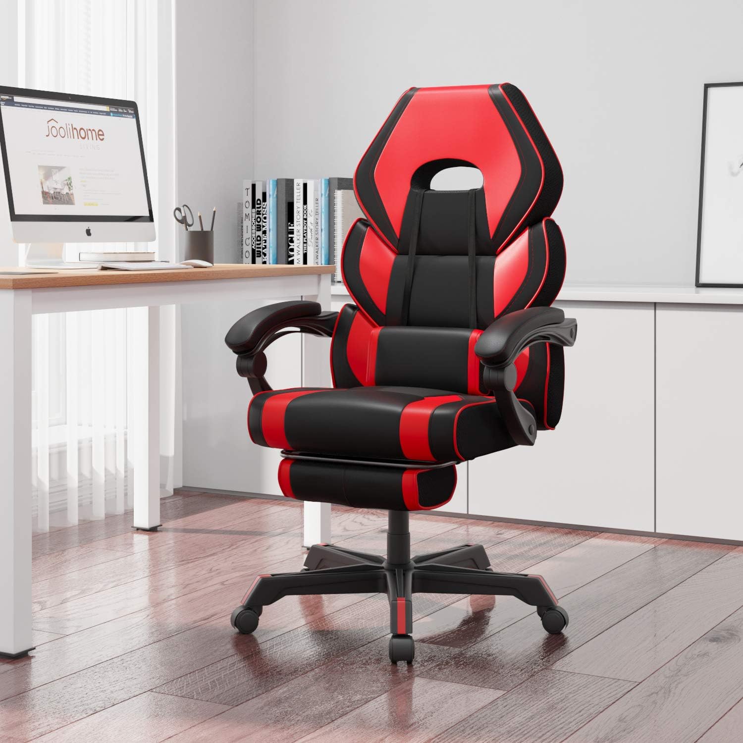 Gaming Chair with Footrest,Ergonomic Office Chair with Arms Reclining ...