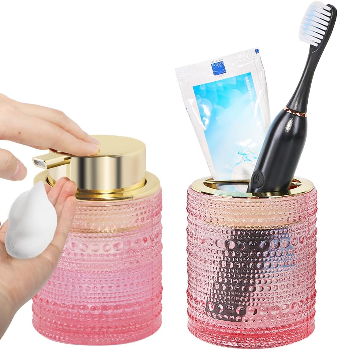 Amazon.com: Fvstar Glass Toothbrush Holder,Pink Toothbrush and ...
