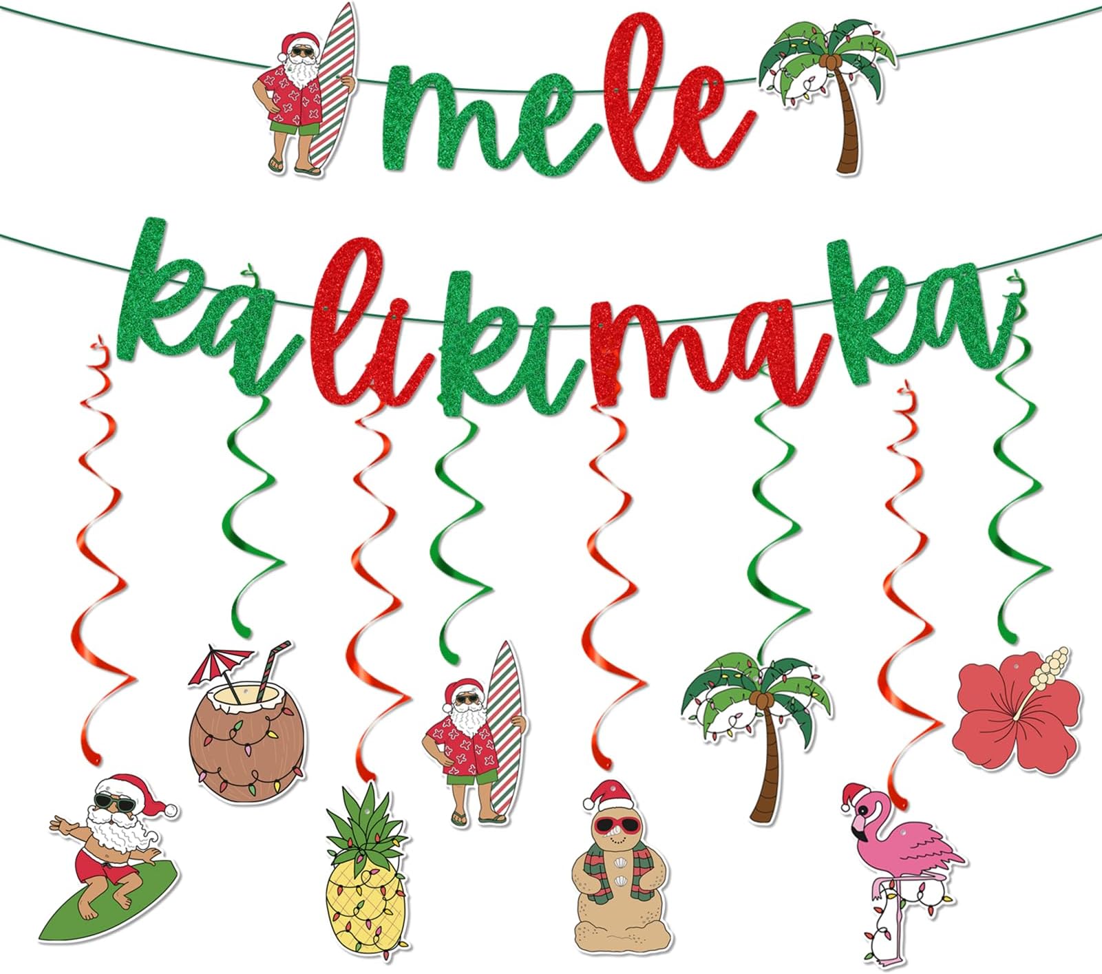 Amazon.com: Mele Kalikimaka Hawaiian Christmas Banner - Tropical ...
