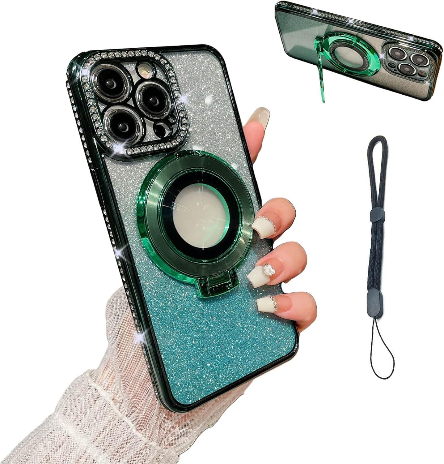 Amazon.com: Hanlaien Glitter Diamond Magnetic Ring Holder Case for ...