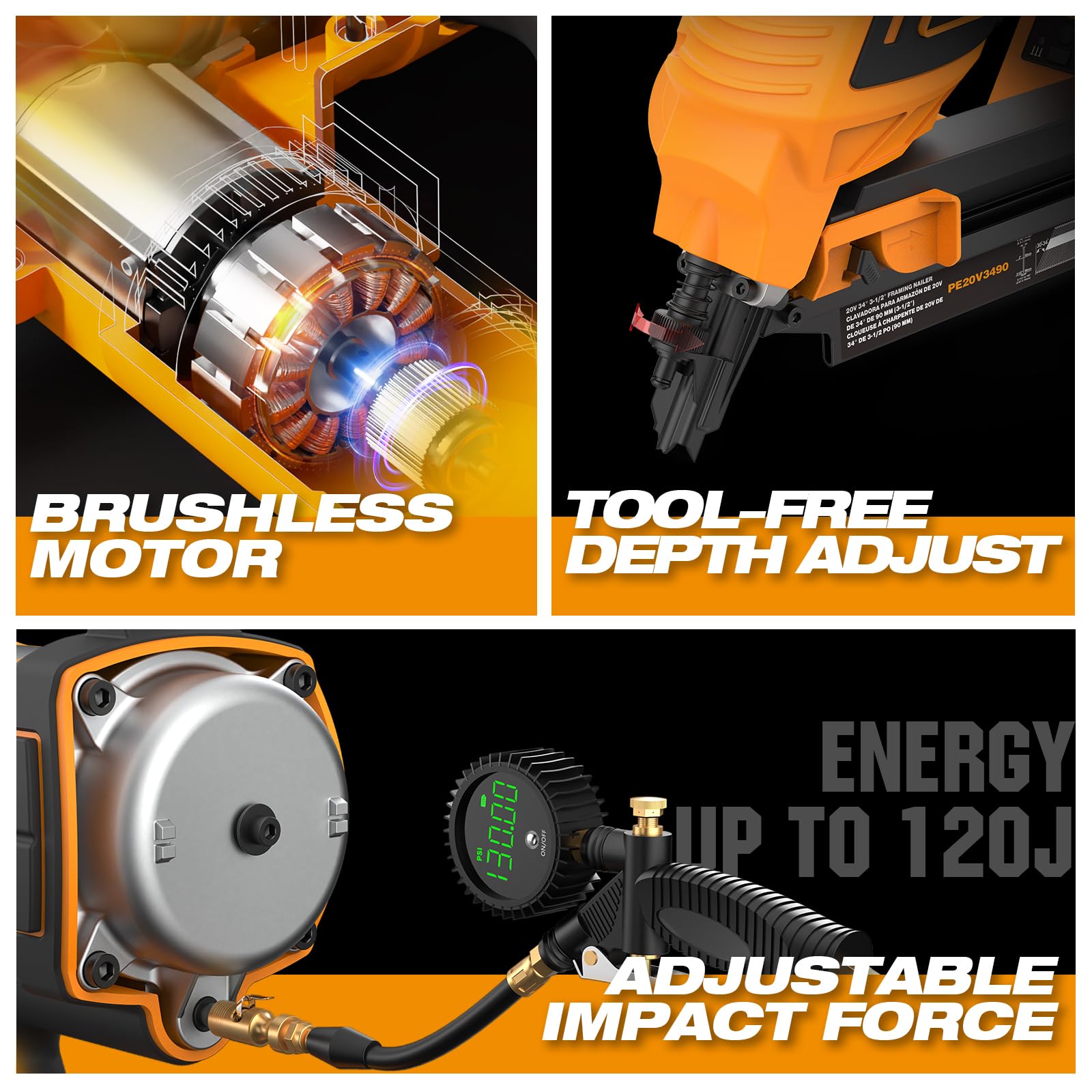 Snapklik.com : Freeman F20 20V Cordless Brushless Framing Nailer 34-Degree