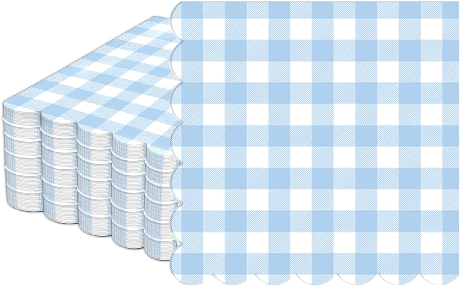 Amazon.com: Sky Blue and White Checkered Napkins – 100-Pack 3-Ply ...