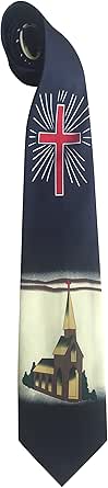 Religious Tie Cathedral Crosses Jesus Catholic Christian Tie Navy Blue ...