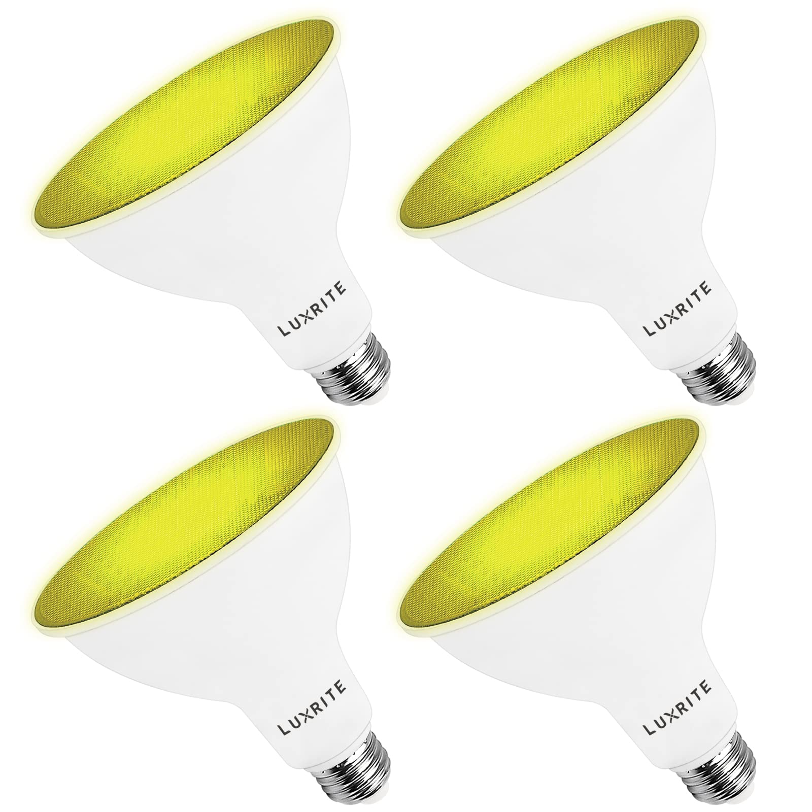 Luxrite LED PAR38 Flood Yellow Light Bulbs, 8W (45W Equivalent), Yellow ...