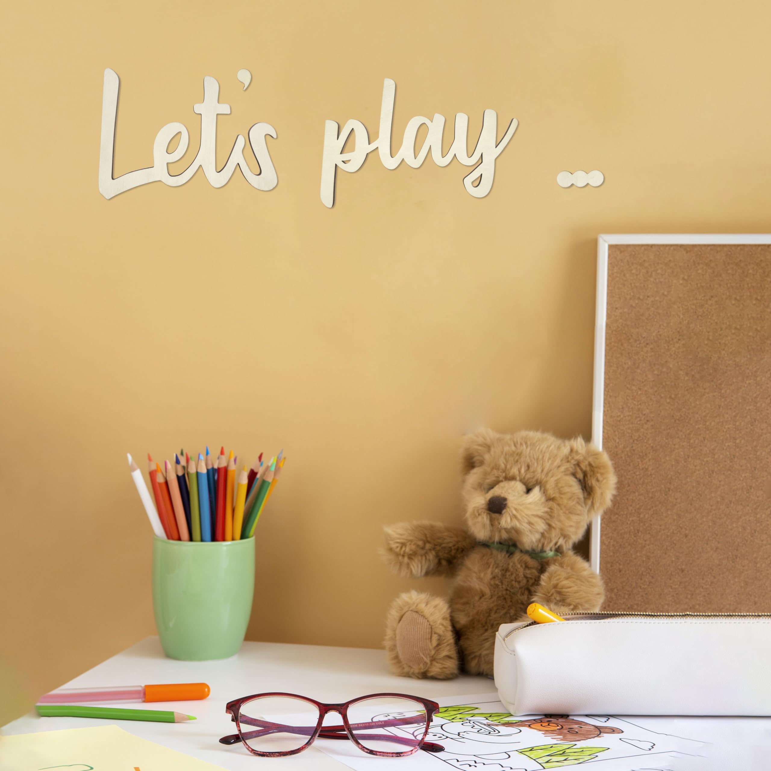 Amazon.com: Let's Play Sign Playroom Wall Decor Wooden Play Letters for ...