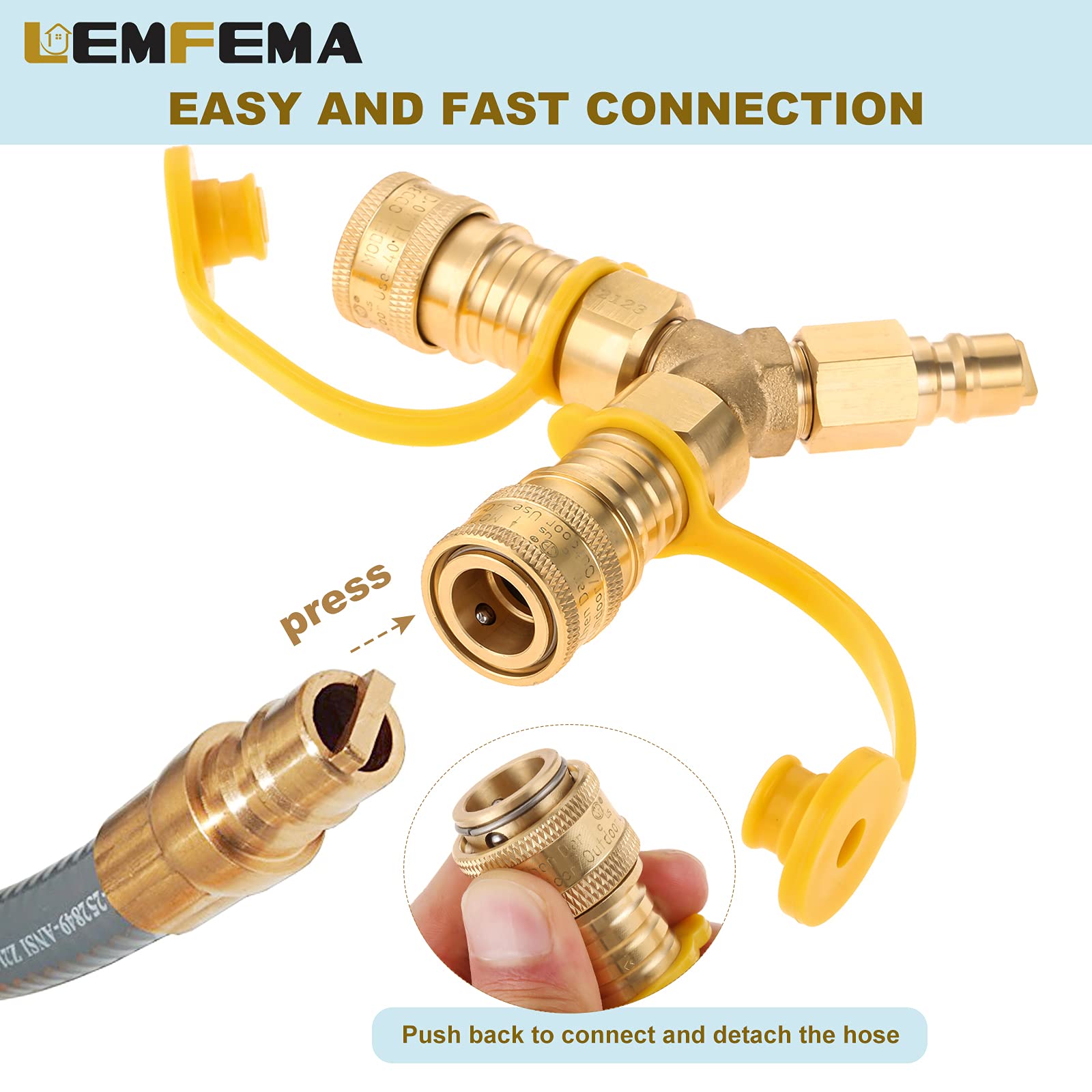 Snapklik.com : Lemfema 3/8” Y Splitter Natural Gas Quick Connect ...