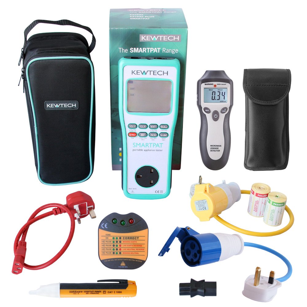Kewtech SMARTPAT battery operated PAT Tester w/adaptors and accessories ...