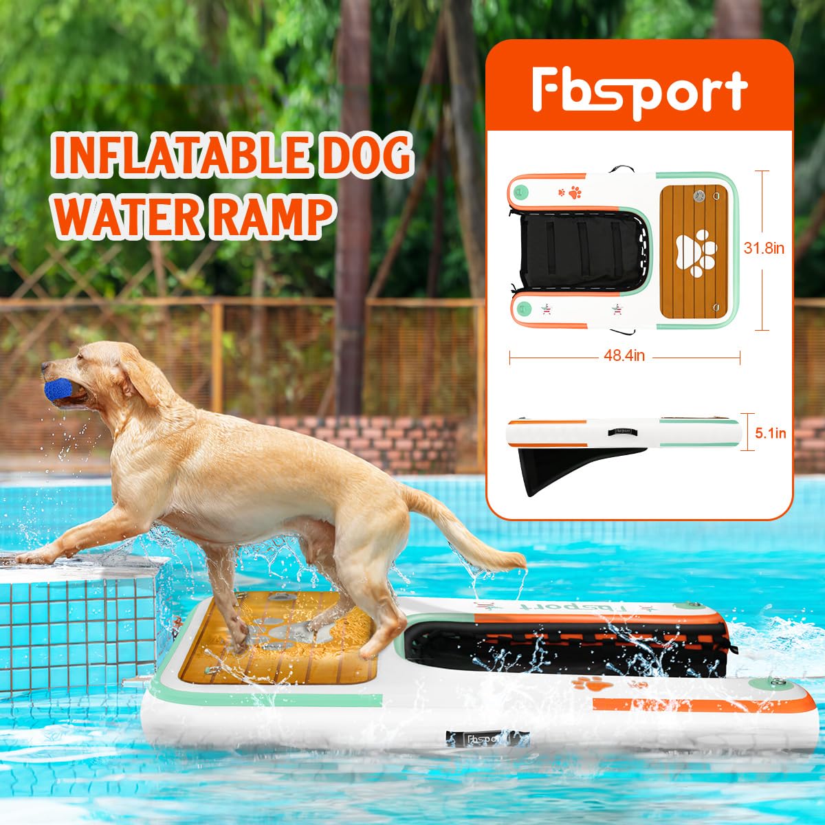 Snapklik.com : Inflatable Dog Pool Boat Ramp, Dog Dock Water Ramp ...