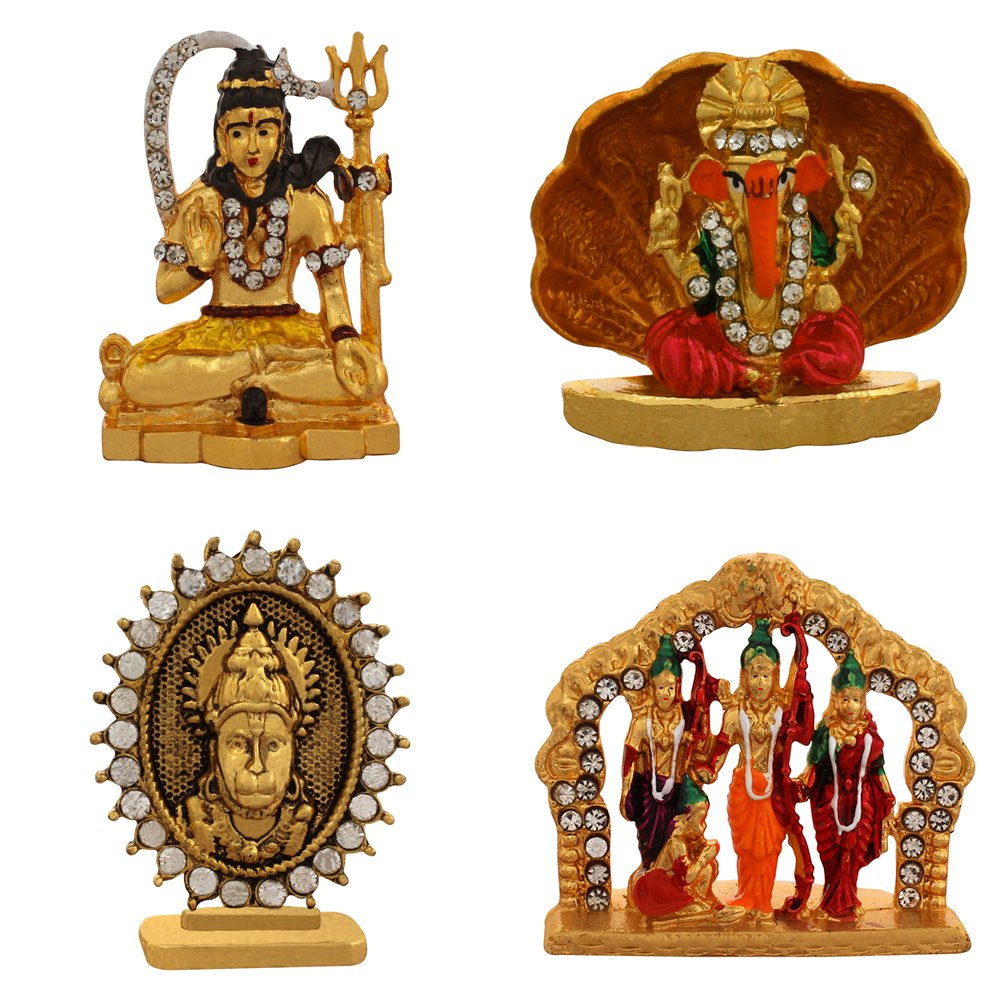 Buy ART N HUB Combo 4 Brass Statue Lord Shiva, Hanuman, God Ganesh, Ram ...