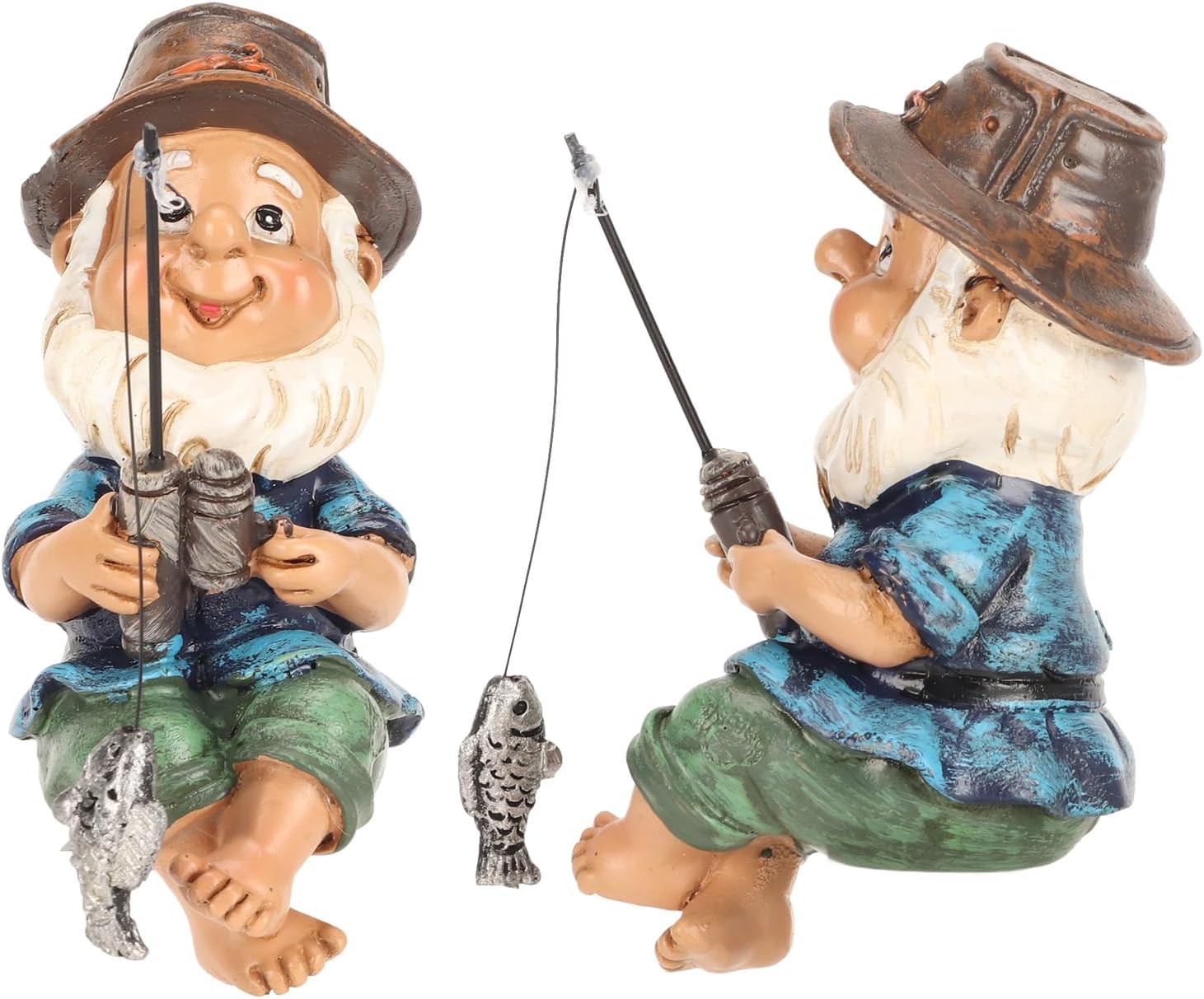 Amazon.com: BORDSTRACT Charming 3.9 inch Fishing Old Man Garden Statue ...
