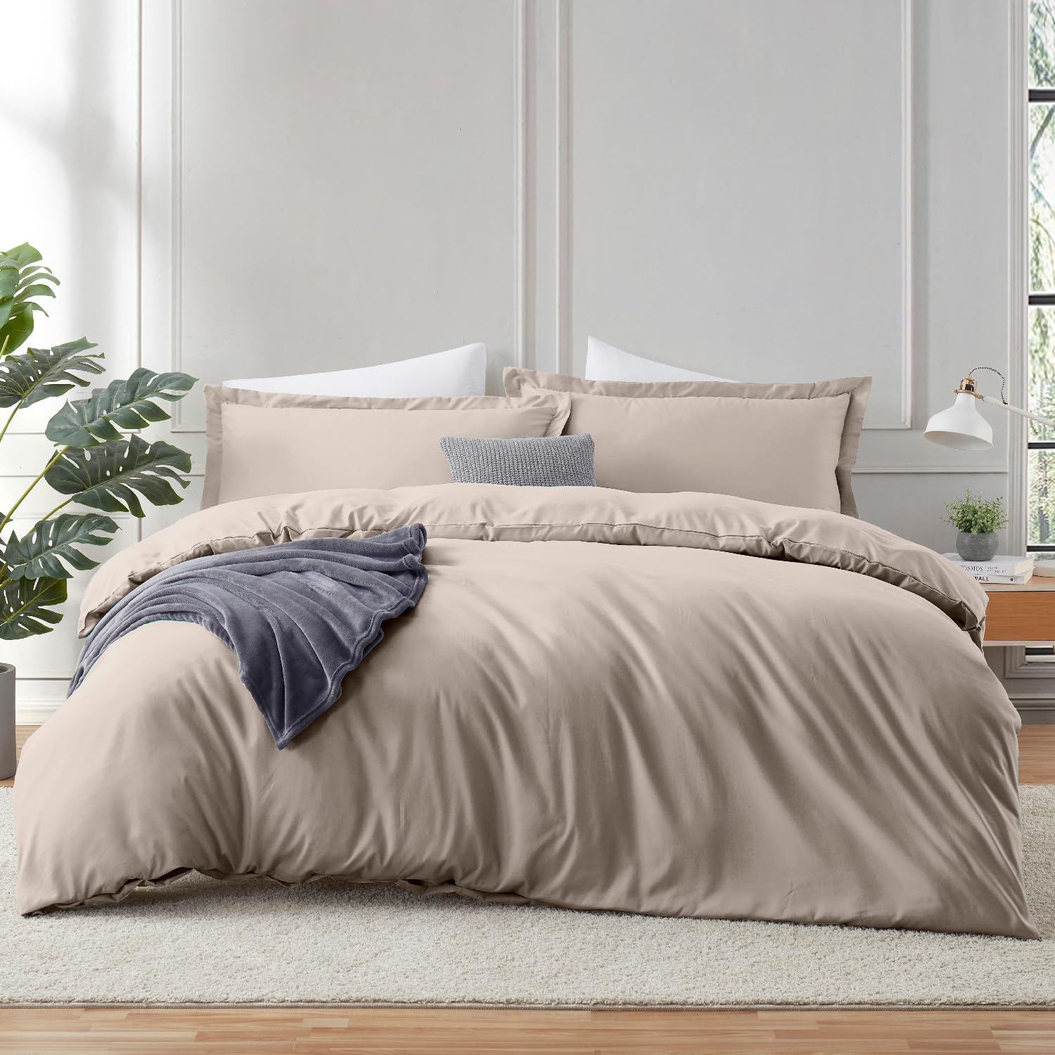Amazon.com: Hearth & Harbor California King Duvet Cover Sets Linen - 3 ...