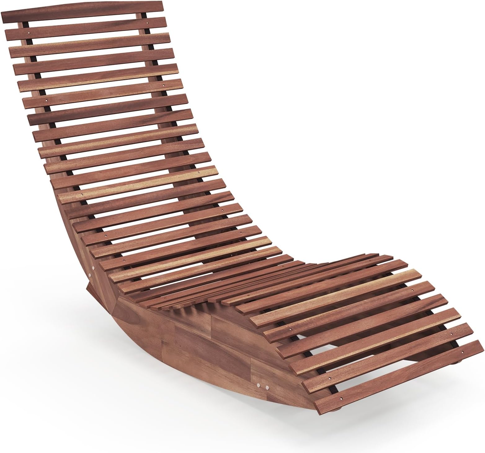 COSTWAY Wooden Rocking Sun Lounger, Outdoor Chaise Lounge Sun Day Bed ...