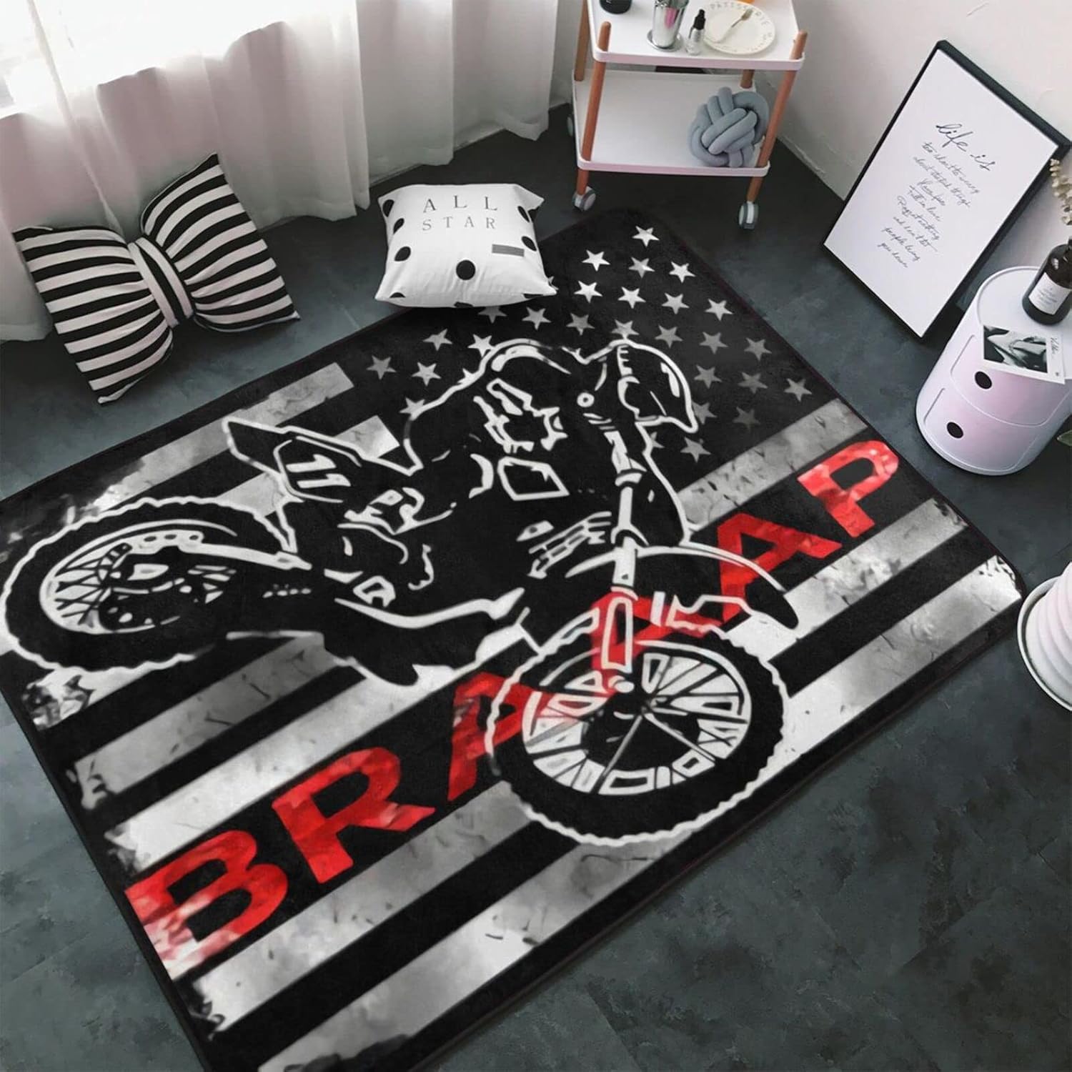 Amazon.com: Niqqzit Motocross Dirt Bike American Flag Area Rugs 60x39 ...