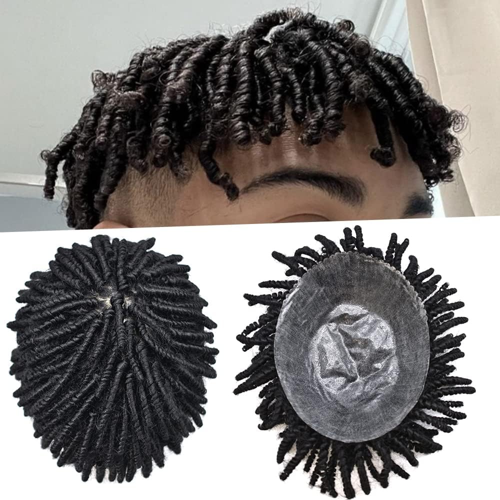 Amazon.com : Afro Braids Toupee For Black Men PU Injection Dreadlock ...