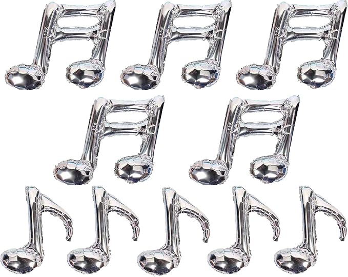 Amazon.com: 10PCS Music Note Balloons Silver Aluminum Birthday Party ...
