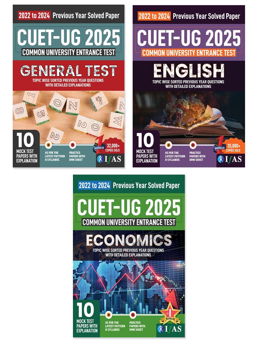 CUET UG Economics, English and General Test (Section 3) Combo Set of 3 ...