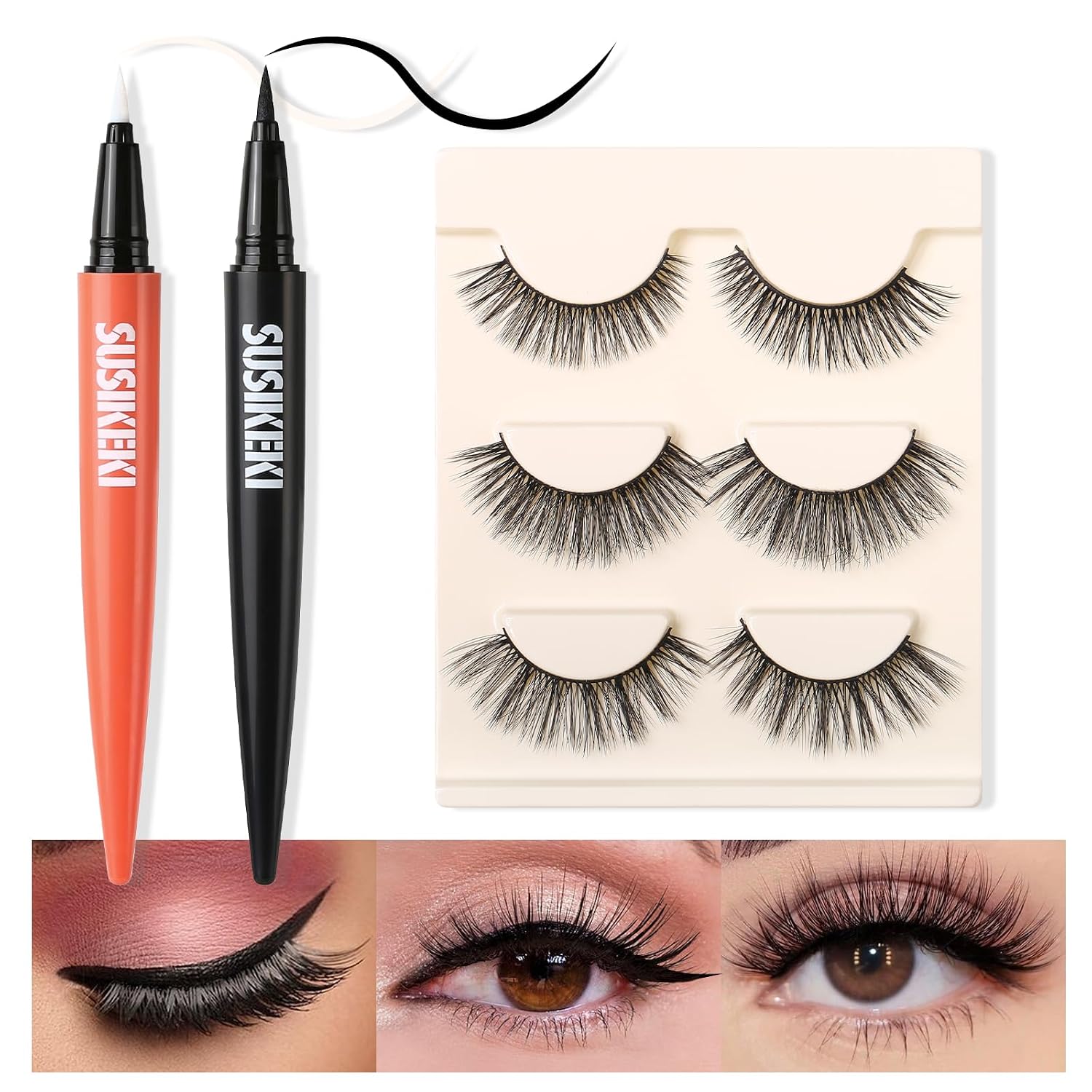 Amazon.com: SUSIKEKI 2-in-1 Lash Glue & Eyeliner Set - Black Eyelash ...