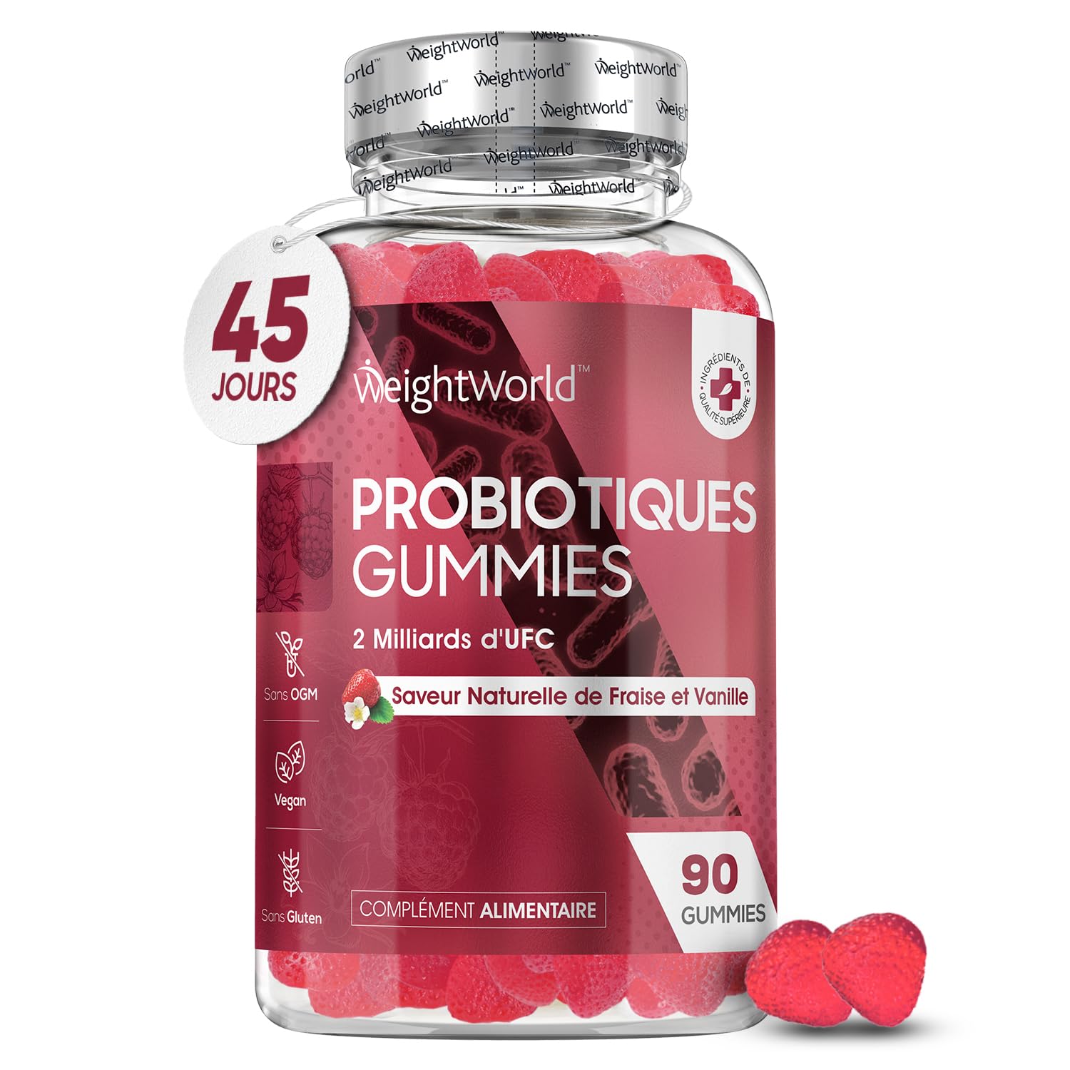 Probiotiques Gummies - 90 Gummies 2 Milliards d'UFC Goût Fraise ...