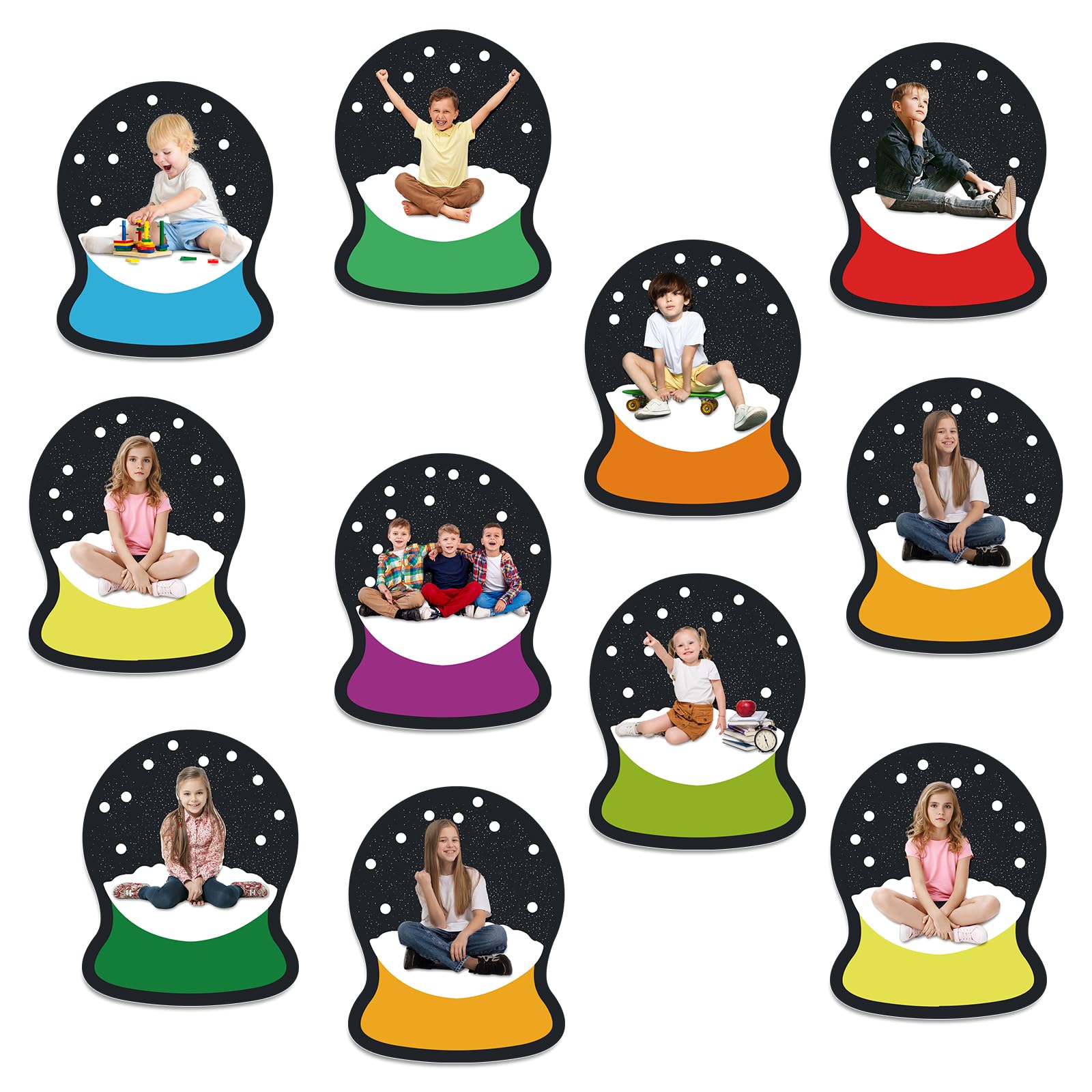 Amazon.com: Whaline 45Pcs Winer Photo Snow Globe Cutouts Colorful Snow ...
