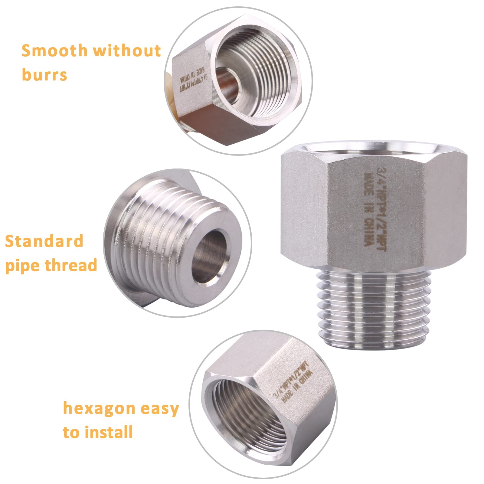 2 Threaded Coupling Metalwork Stainless Steel 304 Forged Pipe Fitting ...
