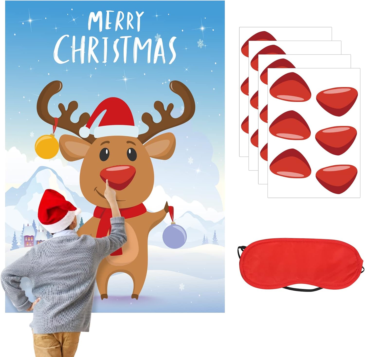 TAROME Christmas Party Pin Game Pin The Nose On The Reindeer Kids tarome-christmas-party-pin-game-pin-the-nose-on-the-reindeer-kids