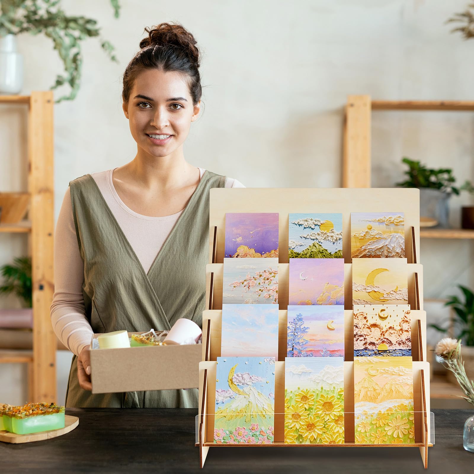 Snapklik.com : Barydat Greeting Card Display Stand Wooden Greeting Card ...