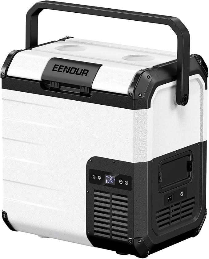Amazon.co.jp: EENOUR コードレス冷温庫 D18 PRO 18L -20℃～60℃ バッテリー内蔵可能 冷凍・保温両用 車載冷蔵庫 両開きフタ コンプレッサー式 4WAY電源 ...